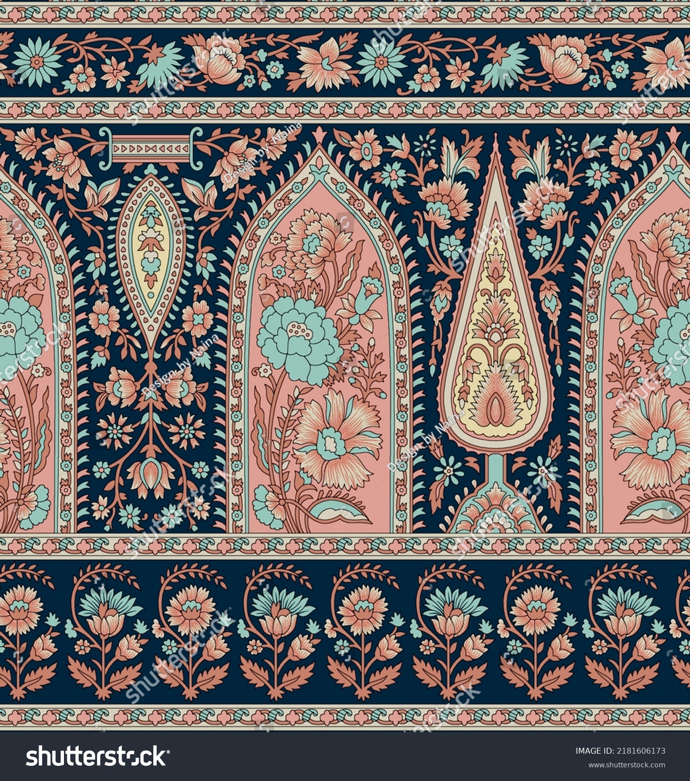 beautiful border design with flowers and ornaments design in vintage ...