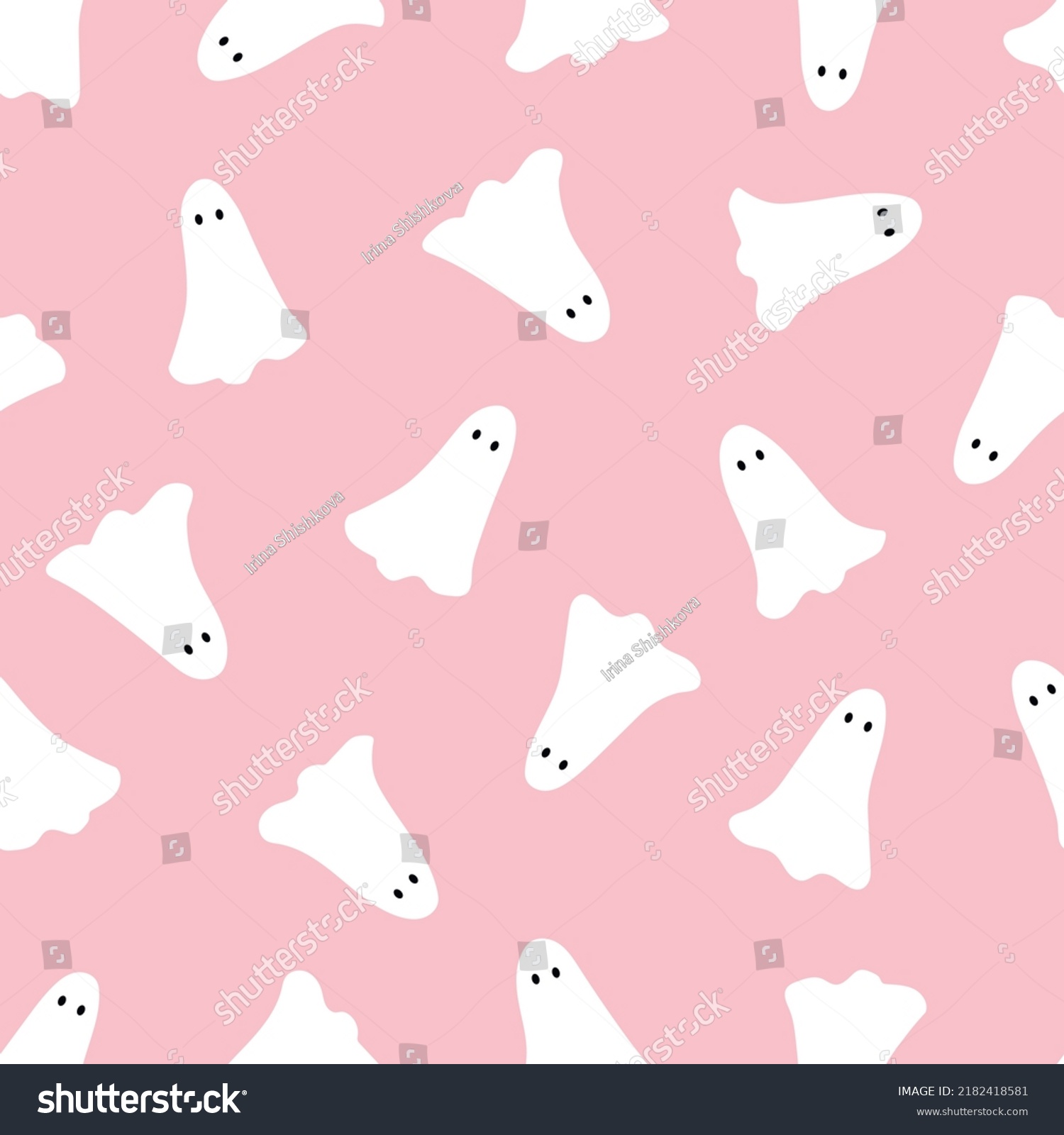 Pink Halloween ghost seamless pattern vector illustration_站酷海洛_正版图片_视频 ...