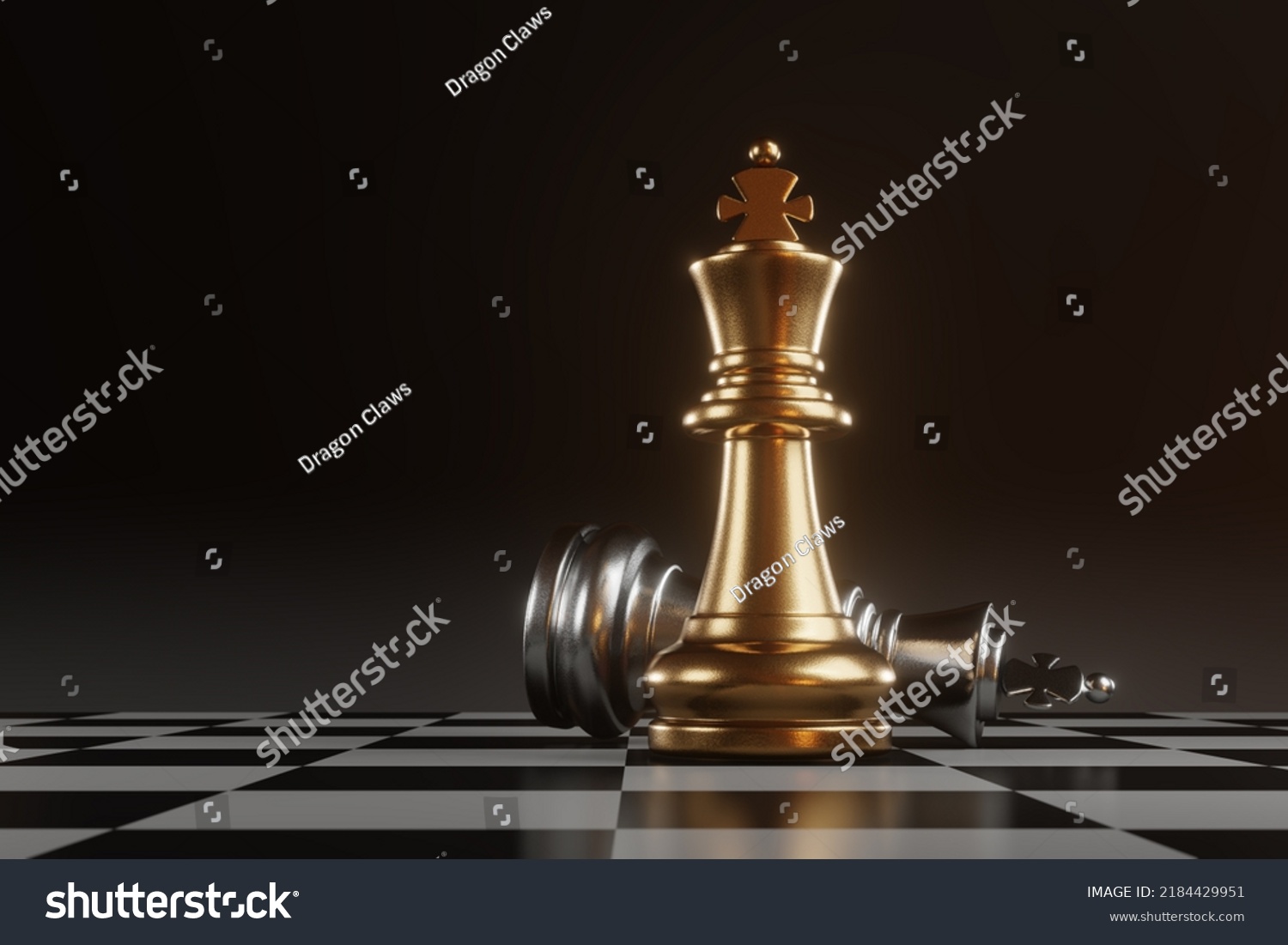 King chess defeated the opponent on classic black and white checker ...