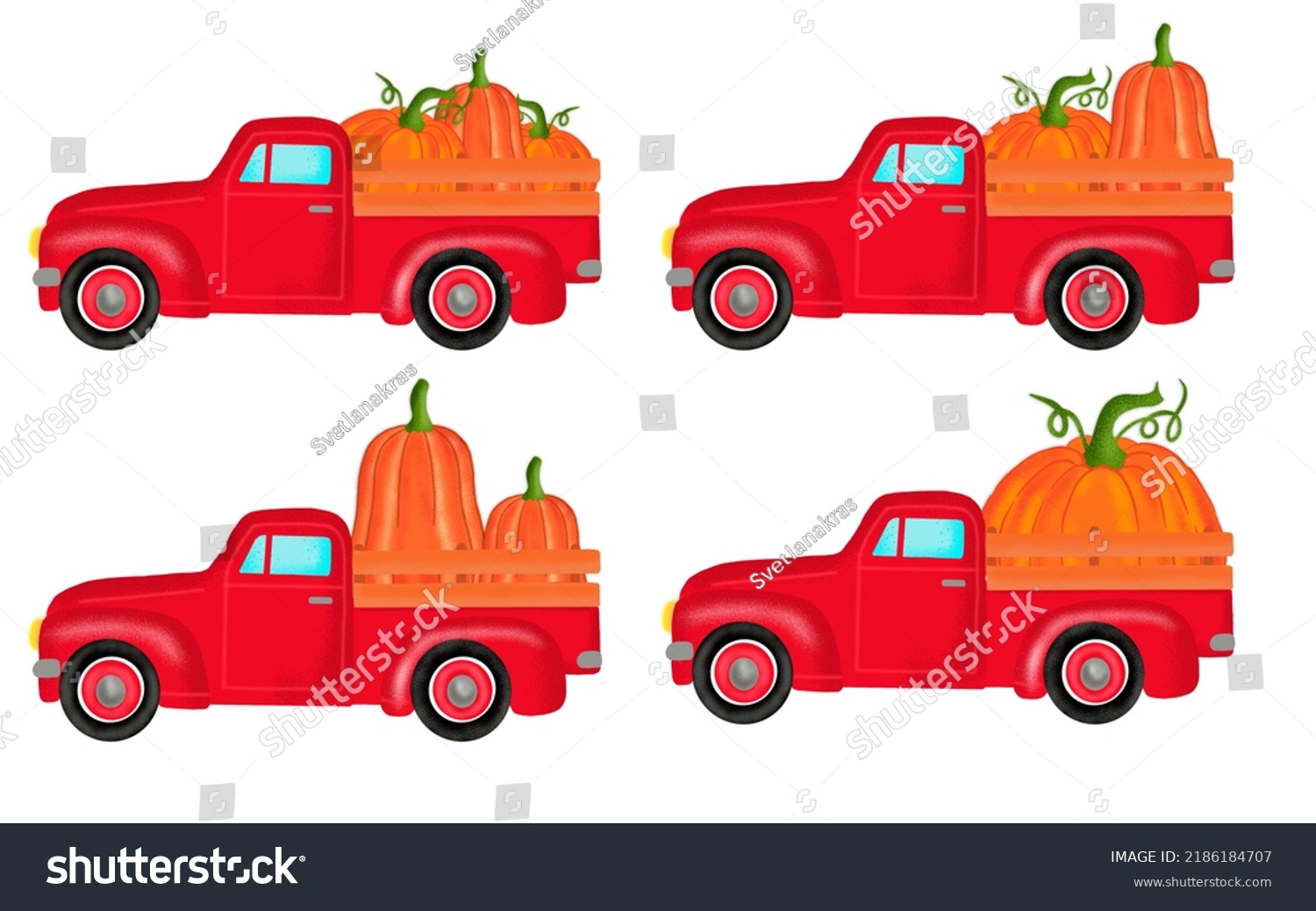 Set fall farm truck with pumpkins autumn illustration_站酷海洛_正版图片_视频_字体 ...