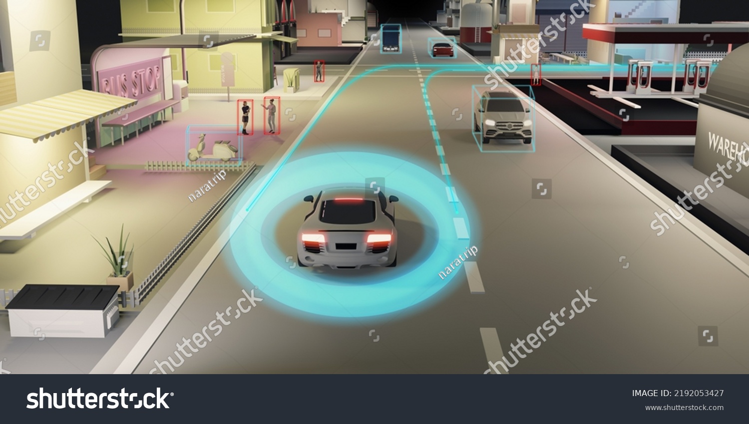 Auto Pilot Autonomous Car Self Driving Vehicle Car Driverless Object Detection Sensor Digital