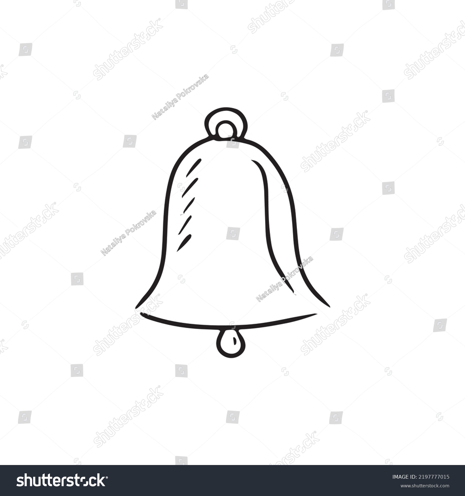 Ring metal bell sketch drawing isolated on white background. Hand drawn ...