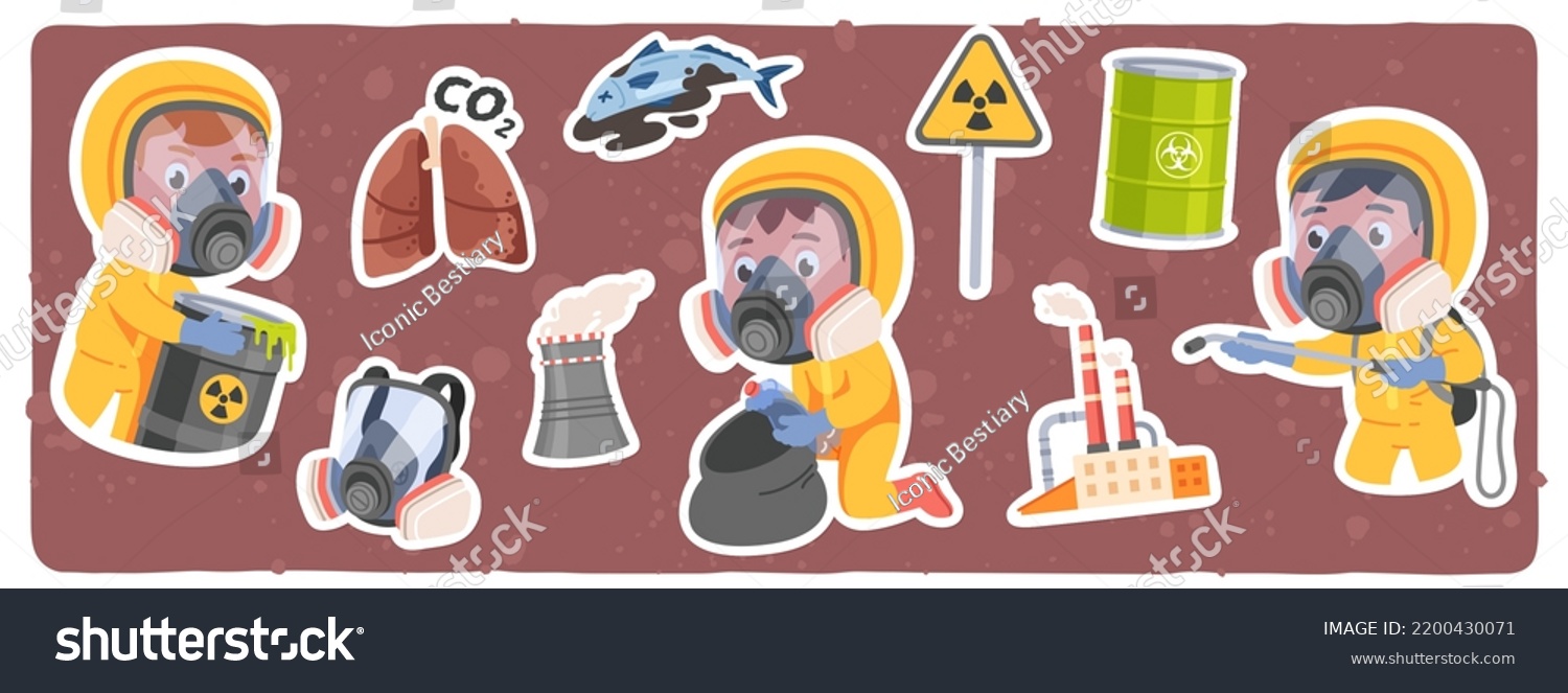 Person working in radiation full body hazmat protective suit moving ...