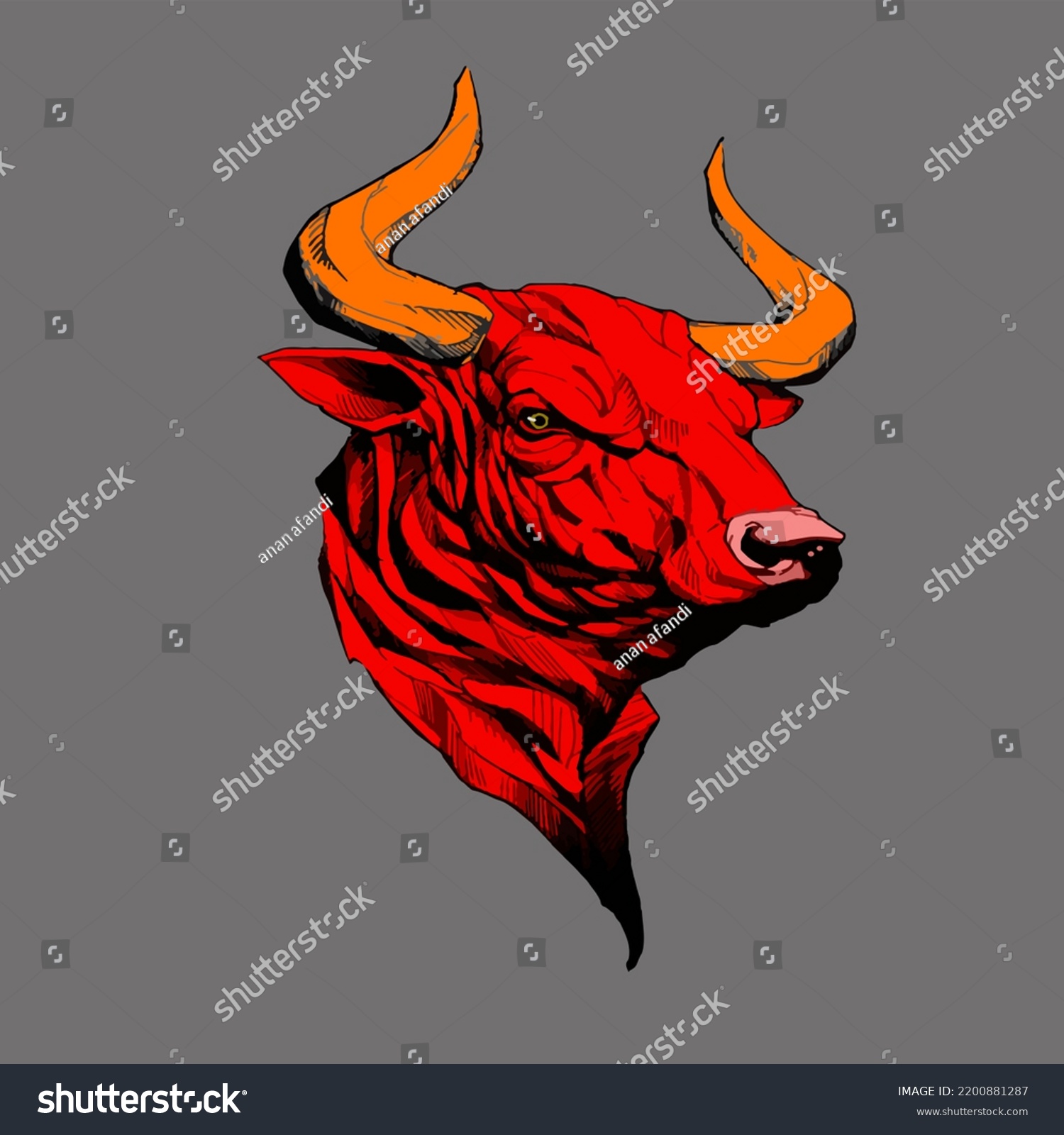 illustration of a very red bull when he is angry_站酷海洛_正版图片_视频_字体_音乐素材交易 ...