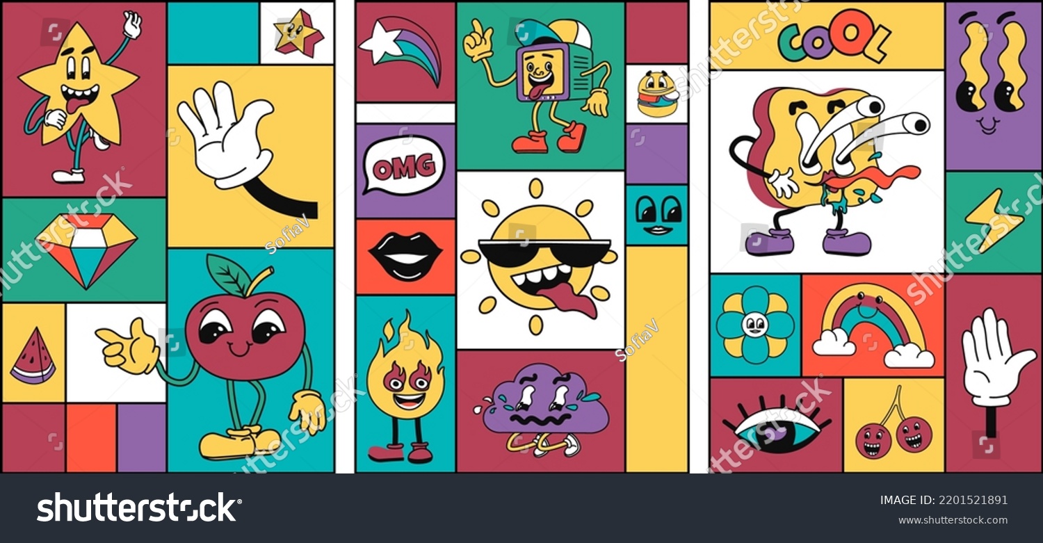 Emoticons and stickers funny characters and personages hand gestures ...