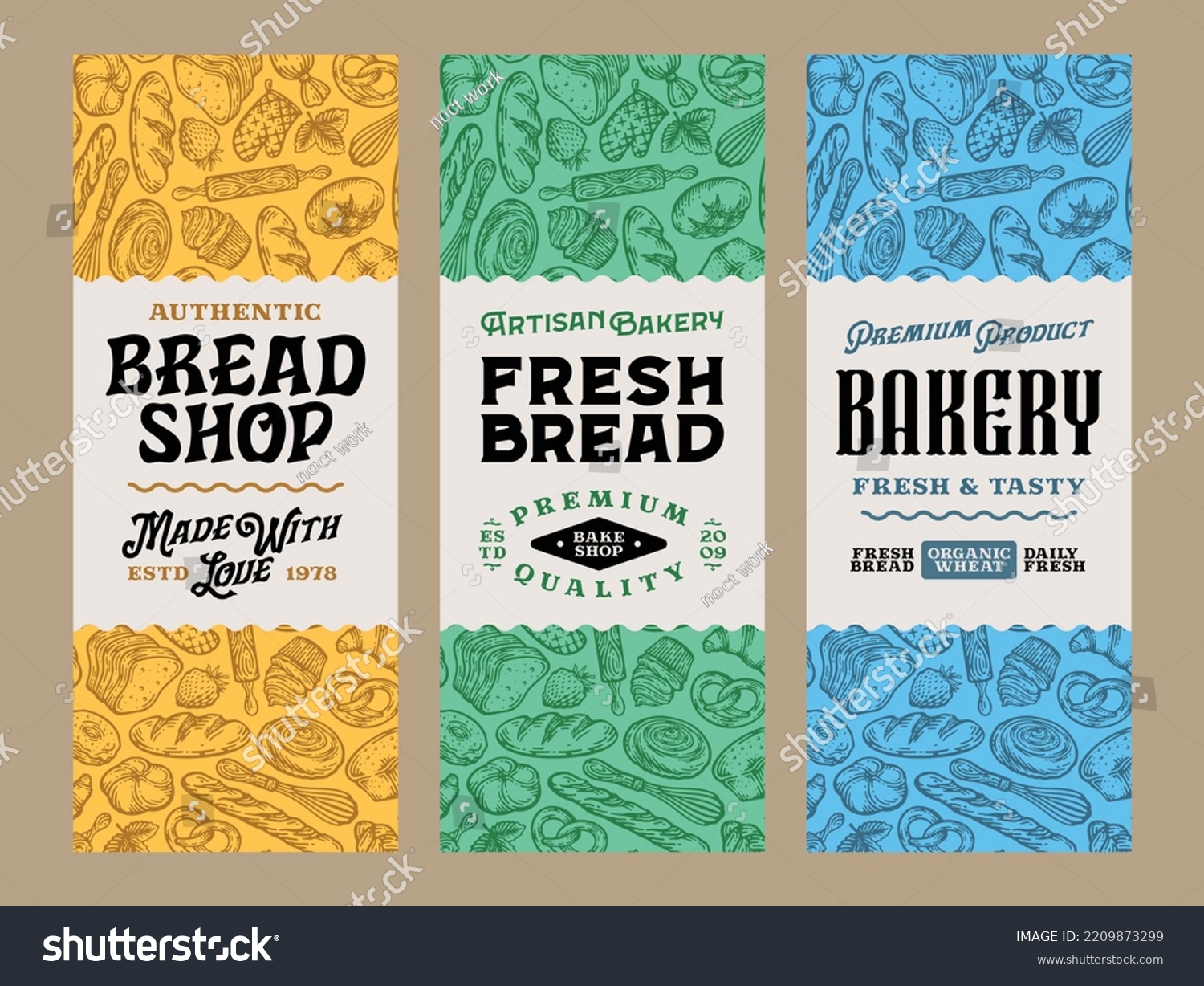Bread labels in modern style. Bread and packaging design templates for ...