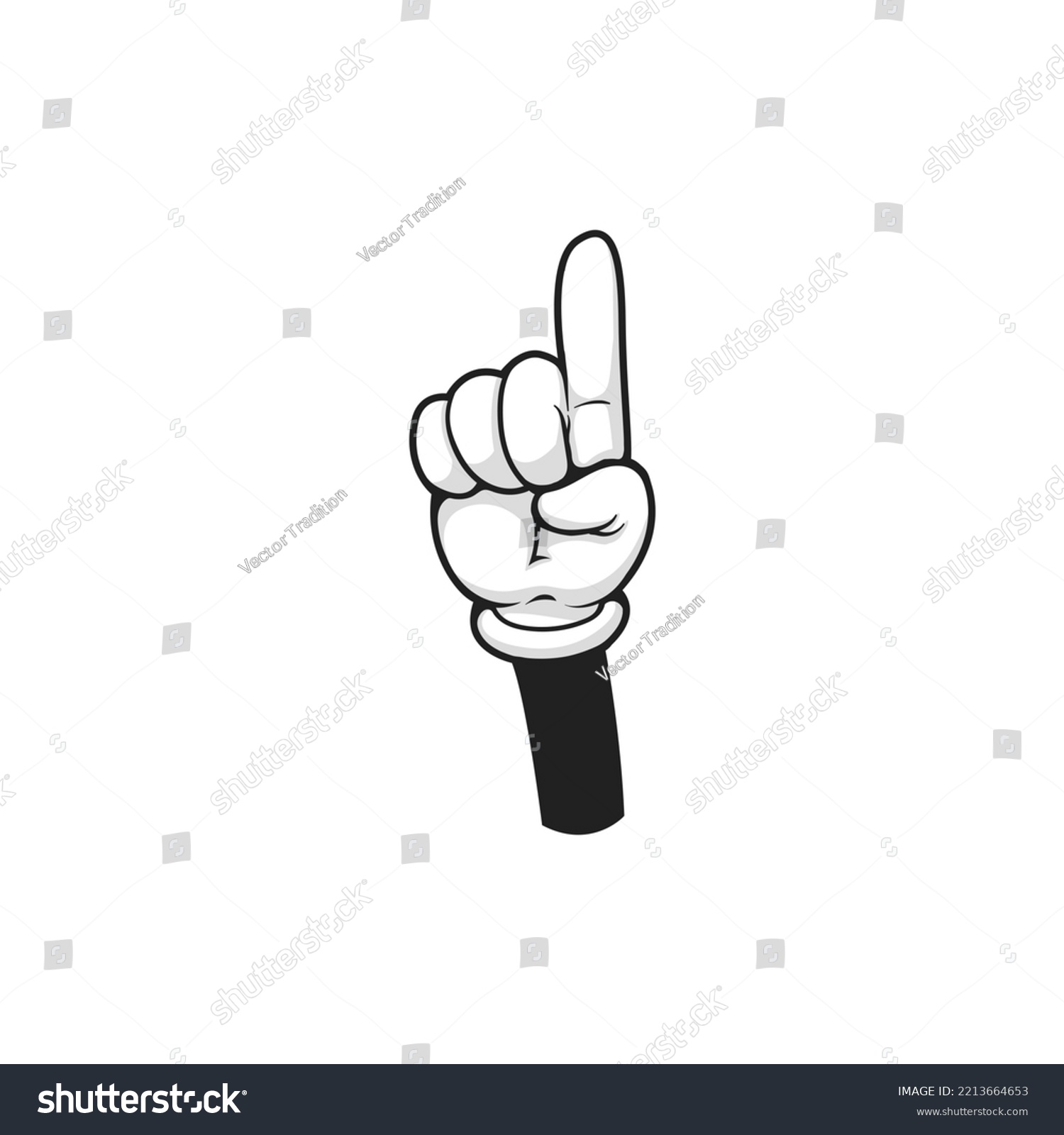 Pointing up index finger hand in glove attention gesture isolated ...