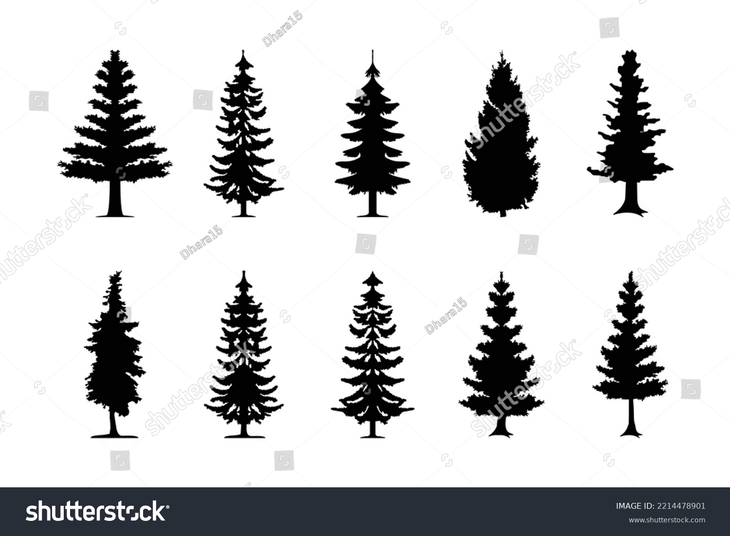 pine tree silhouette logo icon set symbol collection._站酷海洛_正版图片_视频_字体_音乐素材交易平台_站酷旗下品牌