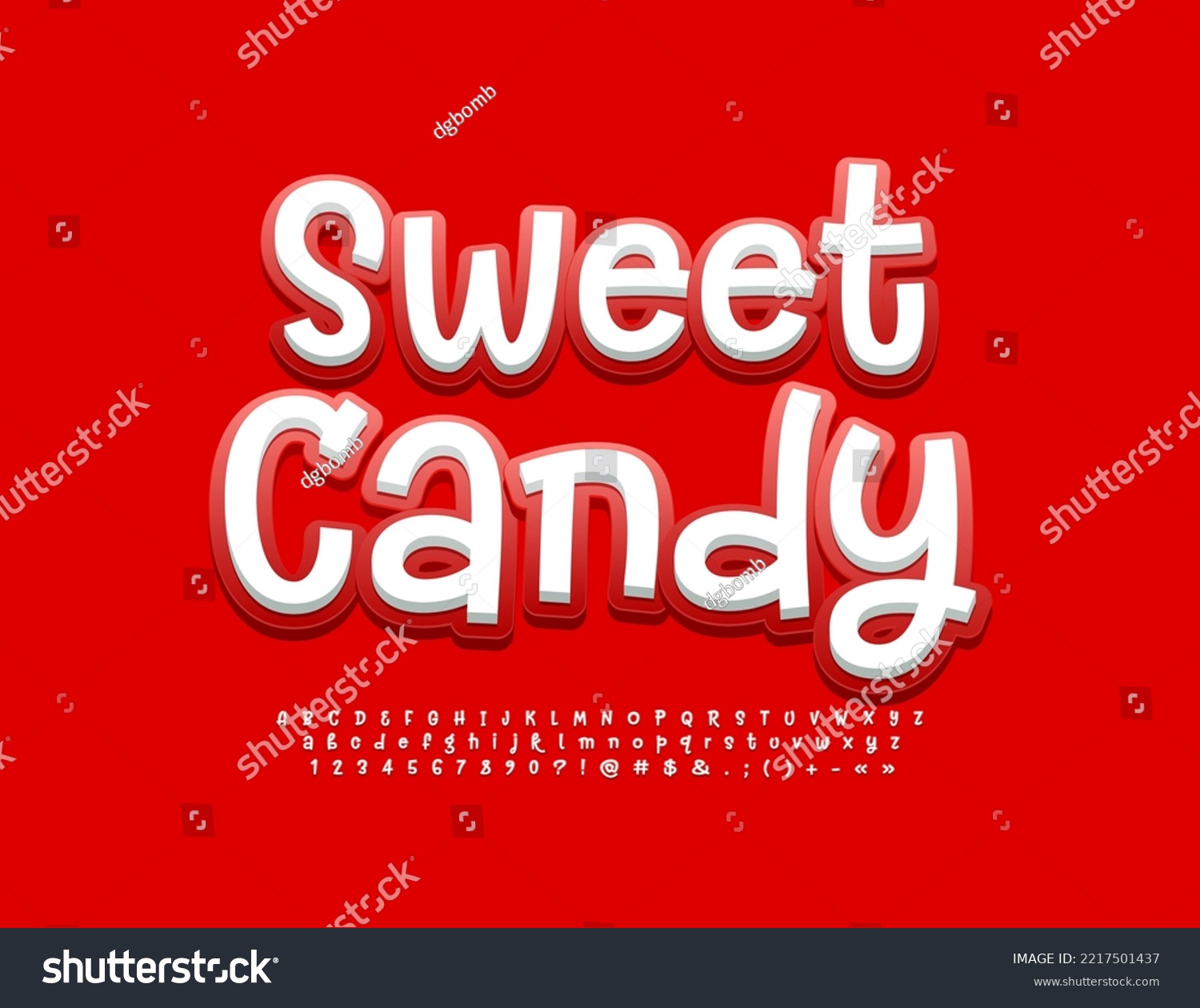 Vector bright sign Sweet Candy. Funny Kids 3D Font. Handwritten ...