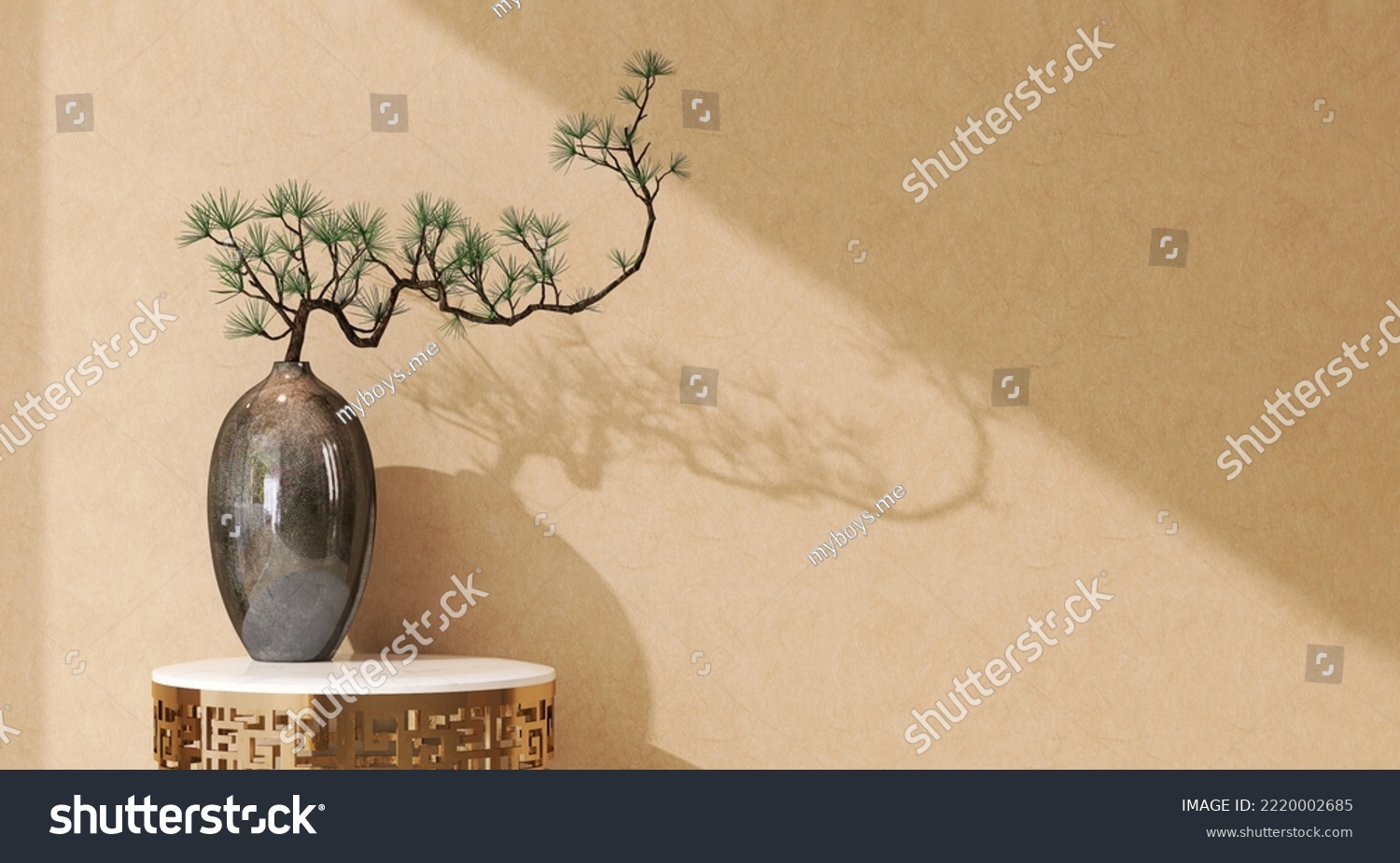 3D render of stand alone beautiful form japanese bonsai tree in an ...