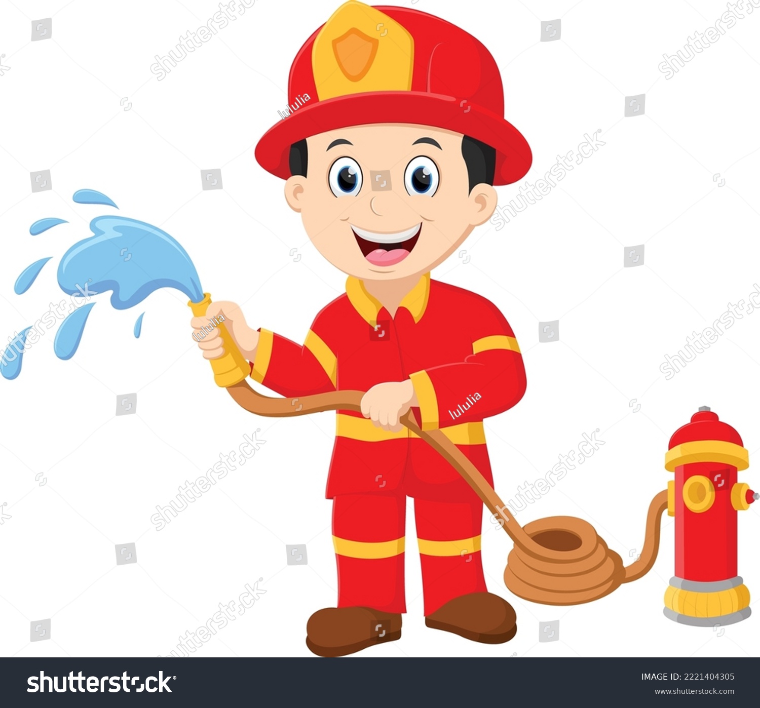 Cartoon Firefighter pours from a fire hose_站酷海洛_正版图片_视频_字体_音乐素材交易平台_站酷旗下品牌