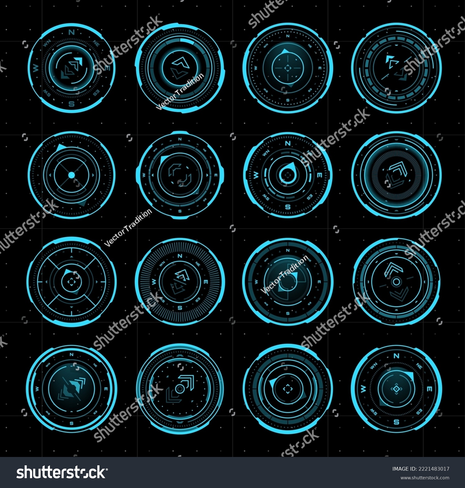 Hud compass or aim control target panel. Ui interface navigation future ...