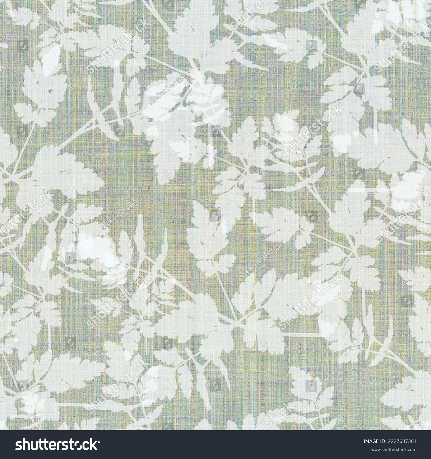 Layered Printed Mesh Linen Texture Background with Botanical Flowers ...