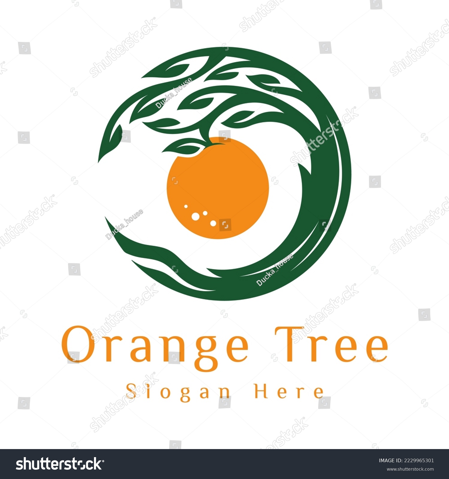 Orange tree logo vector design. Simple tree logo with orange concept ...