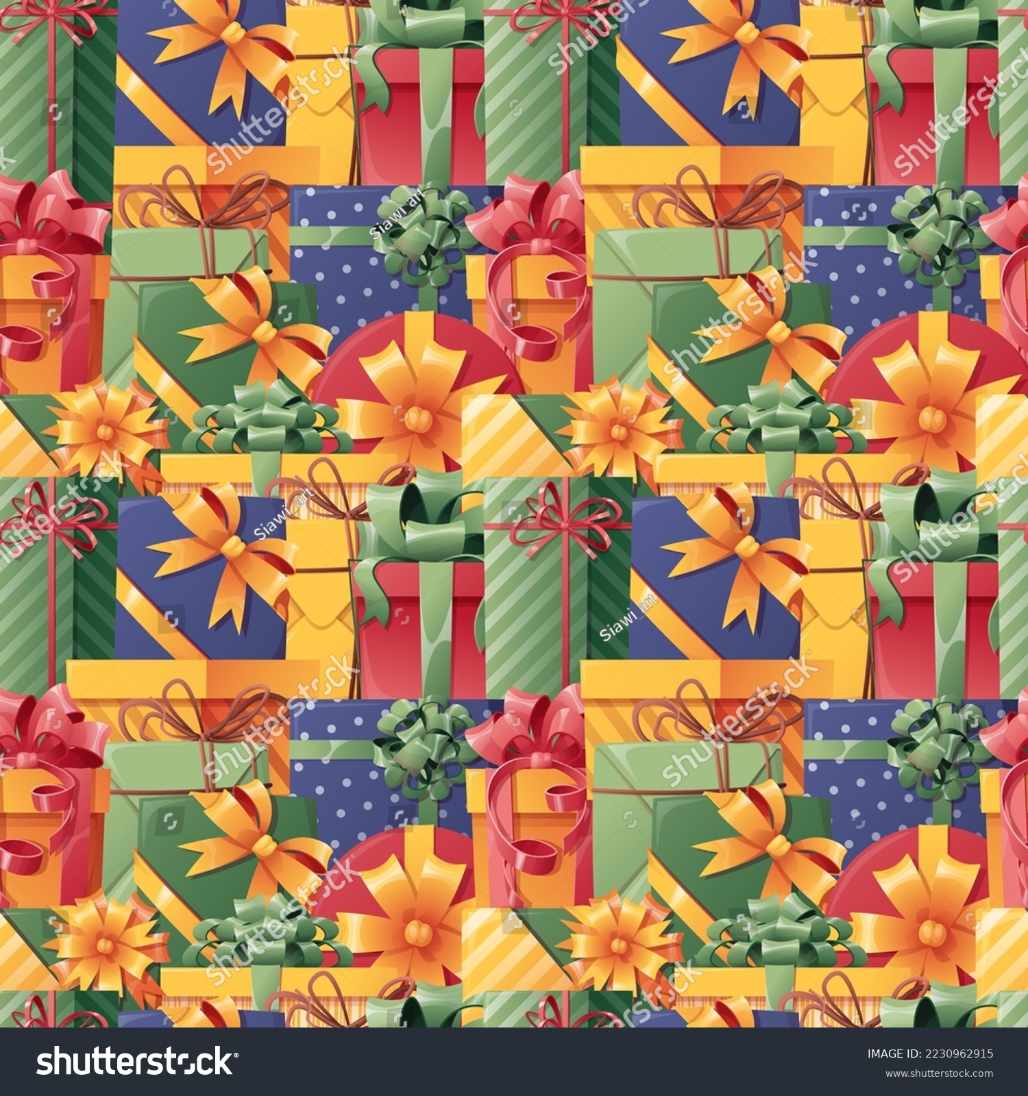 Seamless pattern with gift boxes. Christmas holiday texture for ...