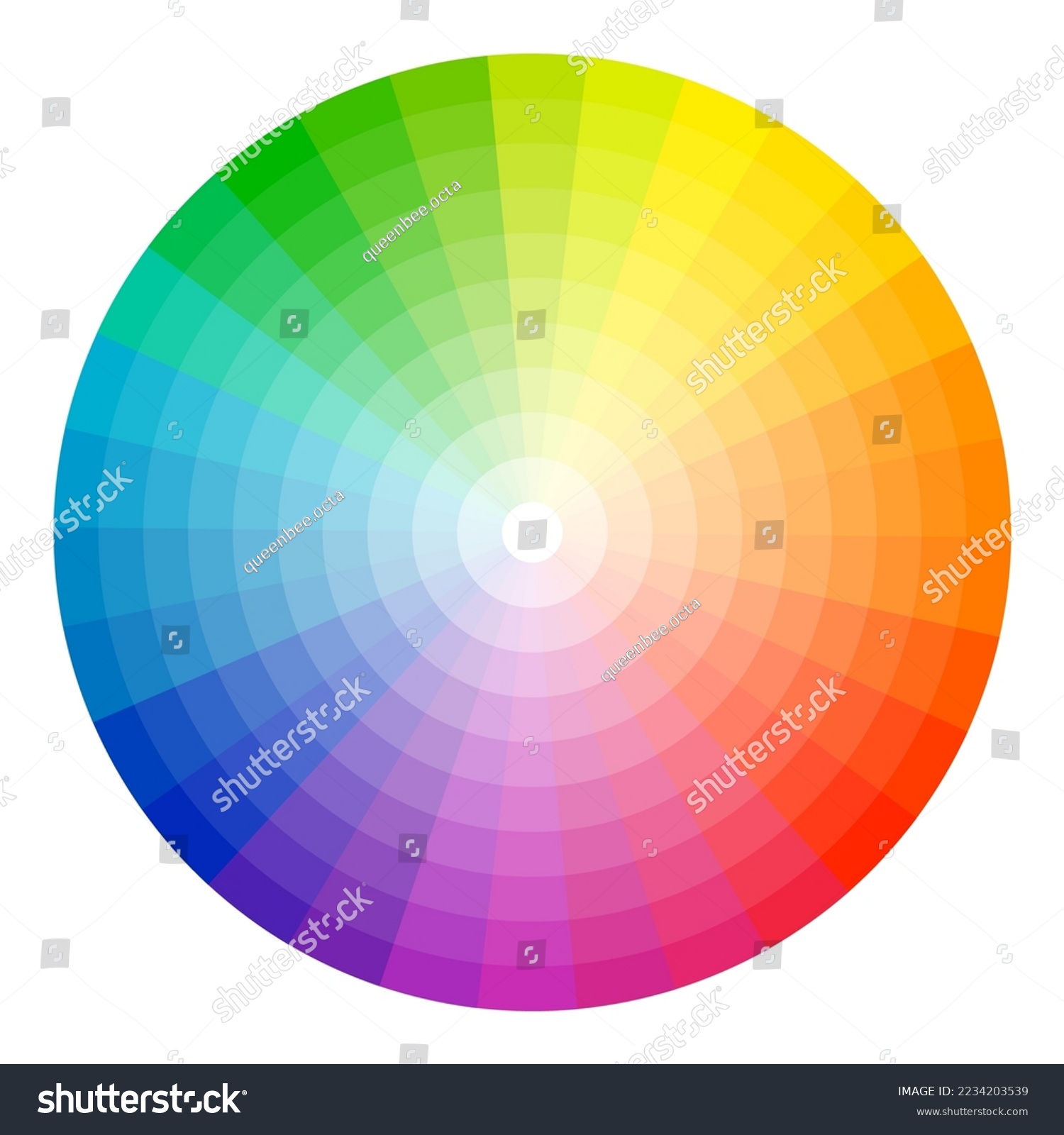 Illustration of printing color wheel with twelve colors in gradations ...