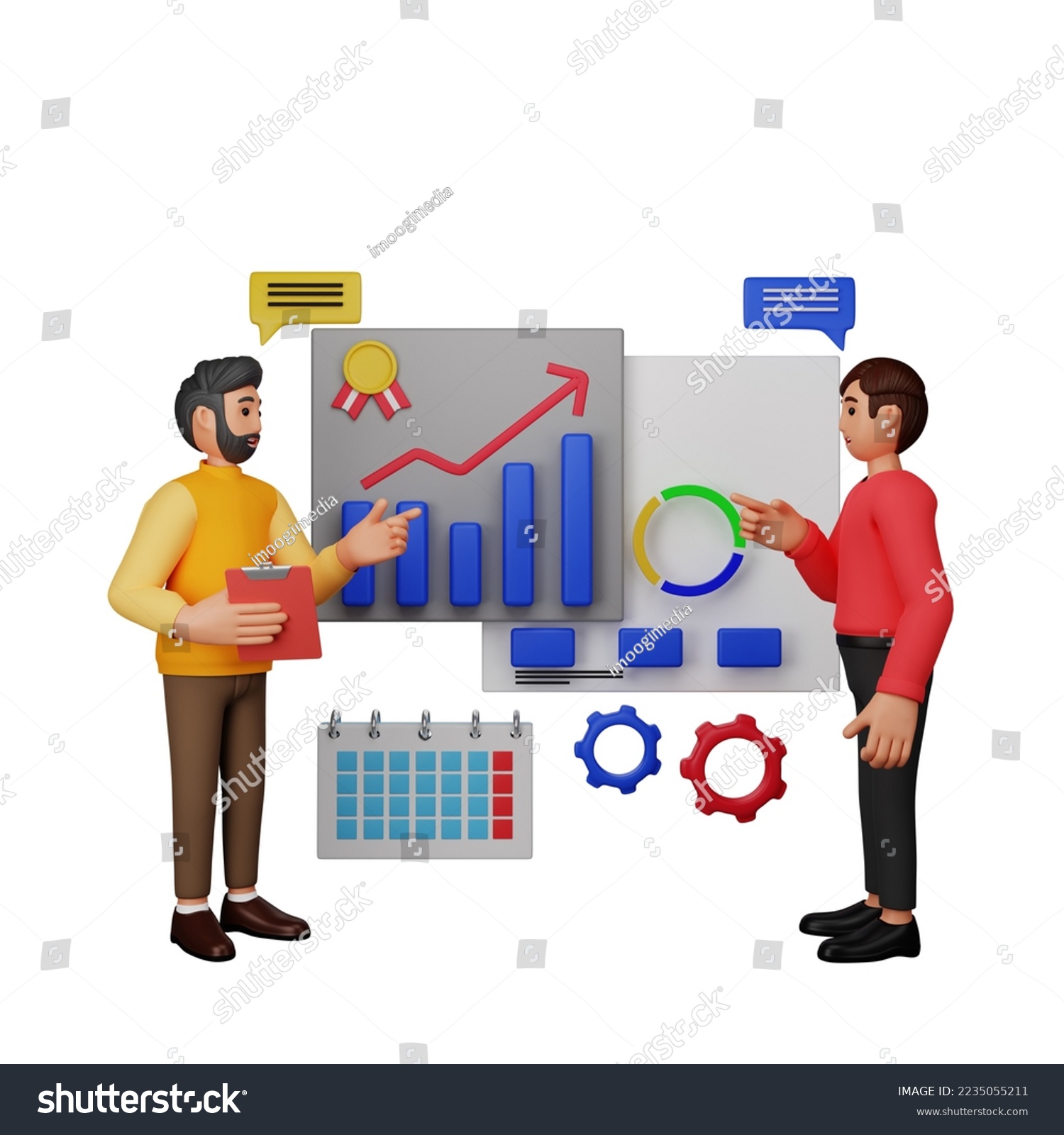 Marketing Team Doing Market Analysis 3D Character Illustration_站酷海洛_正版 ...