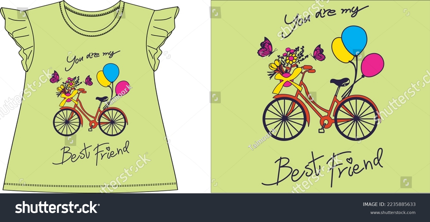 you are my best friend cycle with balloons graphic design vector ...
