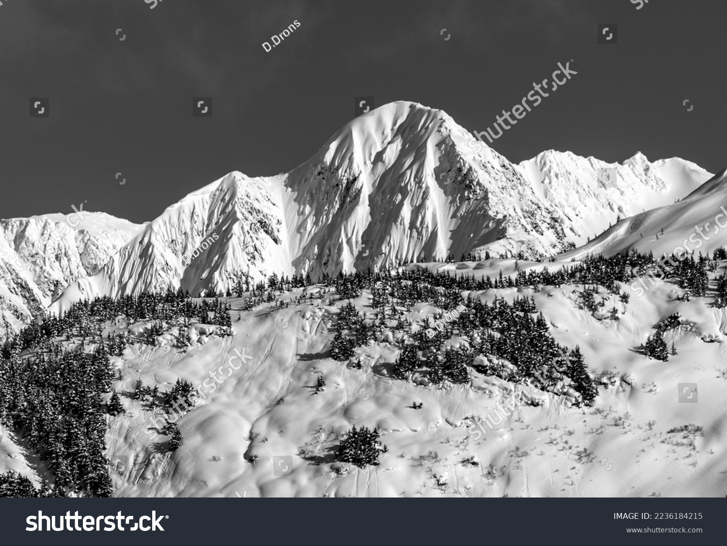 Big snowy mountains in alaska with serious backcountry ski lines ...