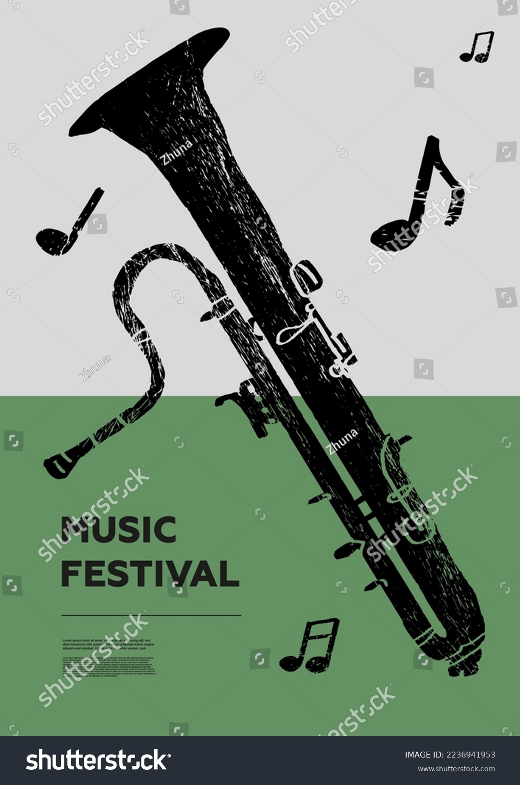 Ophicleide. Music festival poster. Wind musical instruments ...
