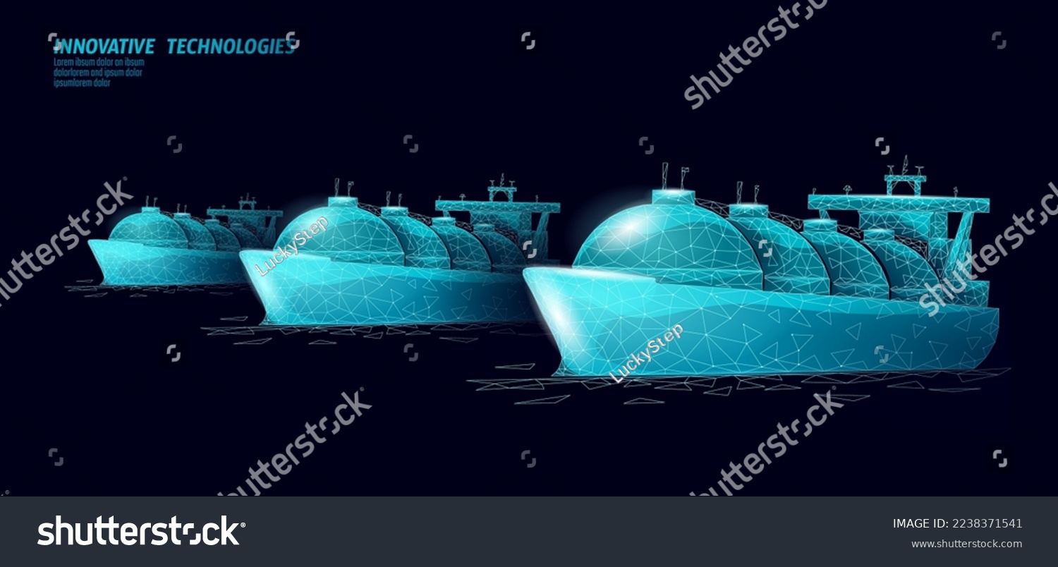 Tanker ship liquified gas transportation symbol. 3D low poly industrial ...
