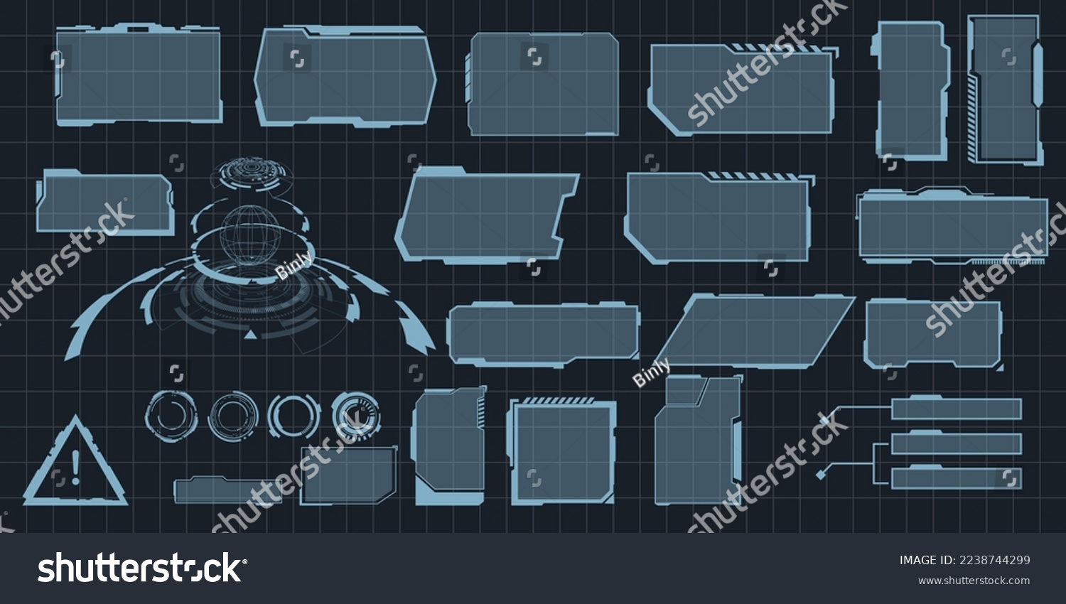 digital interface HUD elements set pack. User Interface frame screens ...
