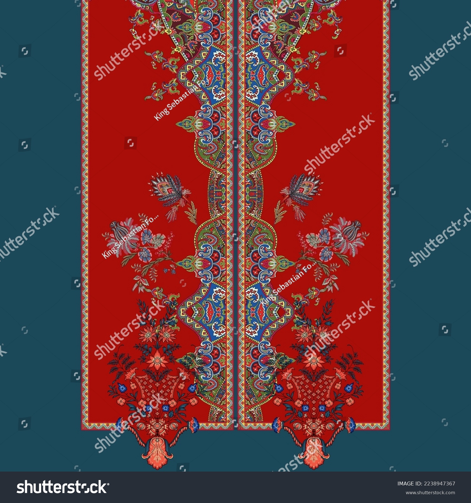 Textile Digital Ikat Ethnic Design Set of damask Border Baroque Pattern ...