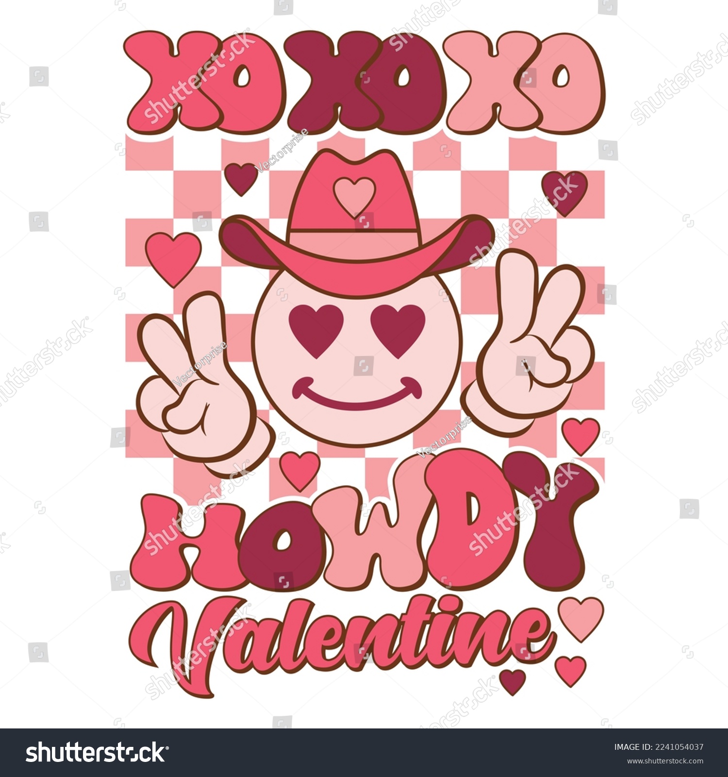 Xo Xo Xo Howdy Valentine phrase design with smiley in cowboy hat for ...