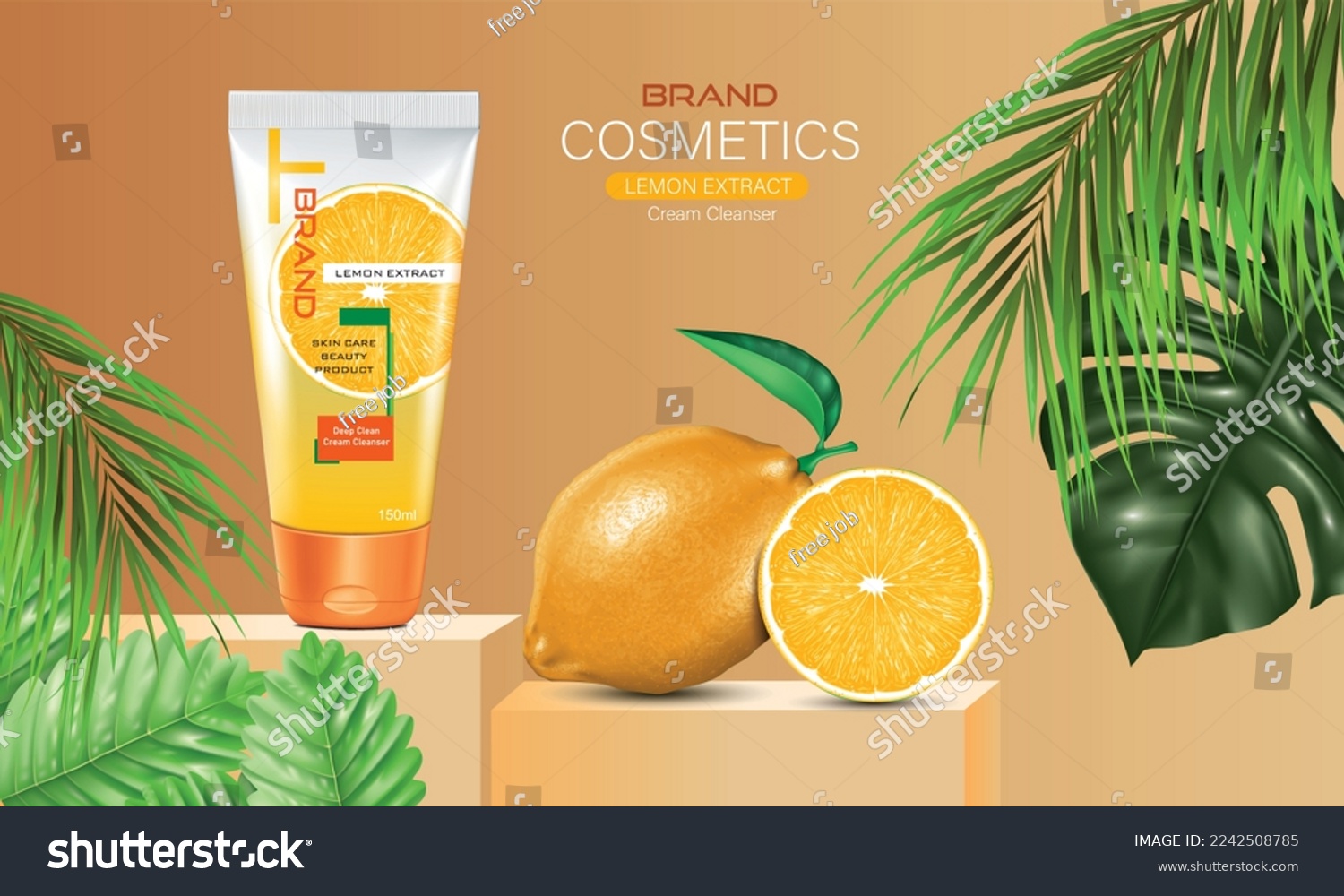 vector illustration lemon cosmetic product ad design template.lemon ...
