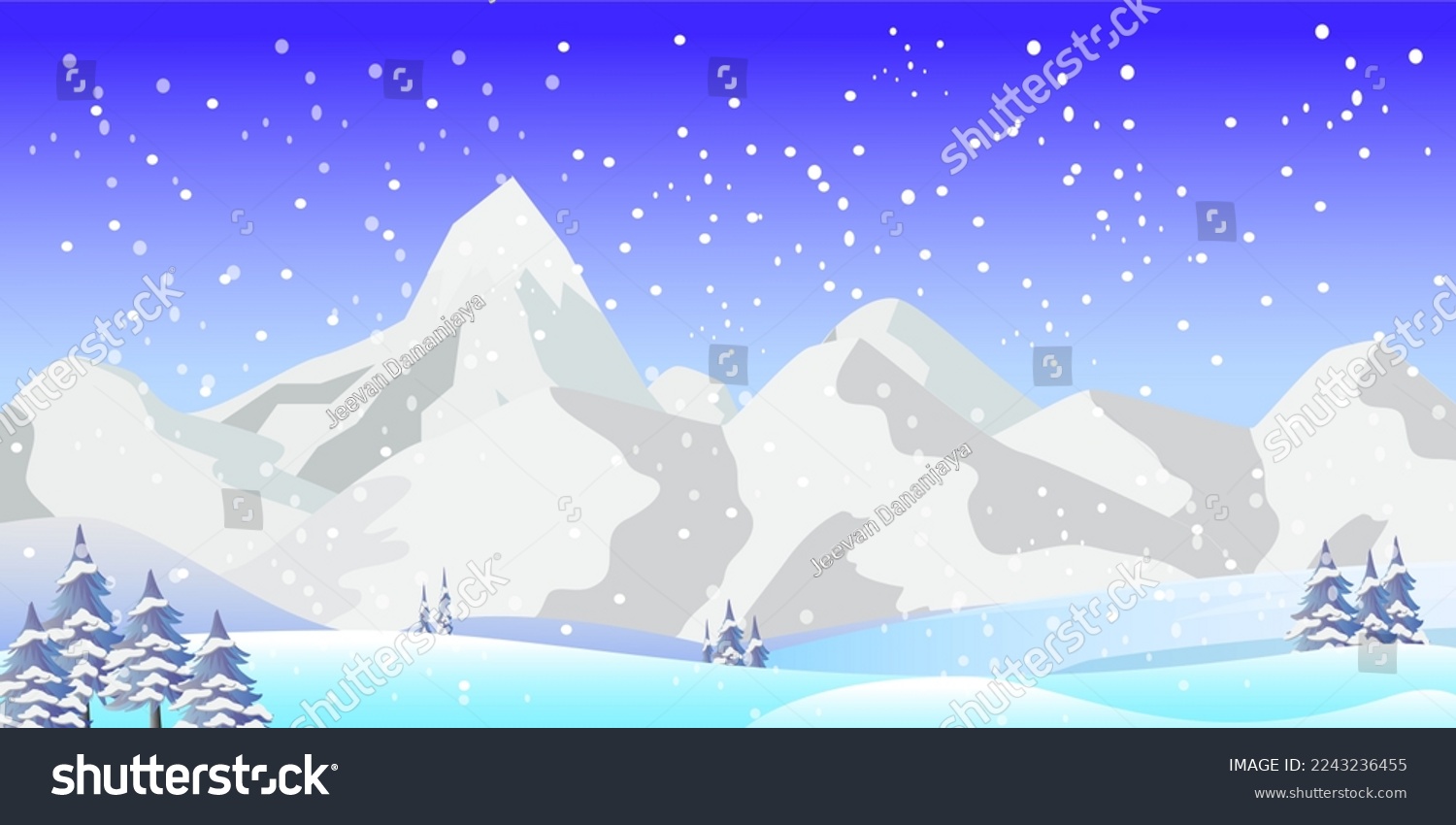 Vector illustration. Snow landscape. Snowy background. Snowdrifts ...