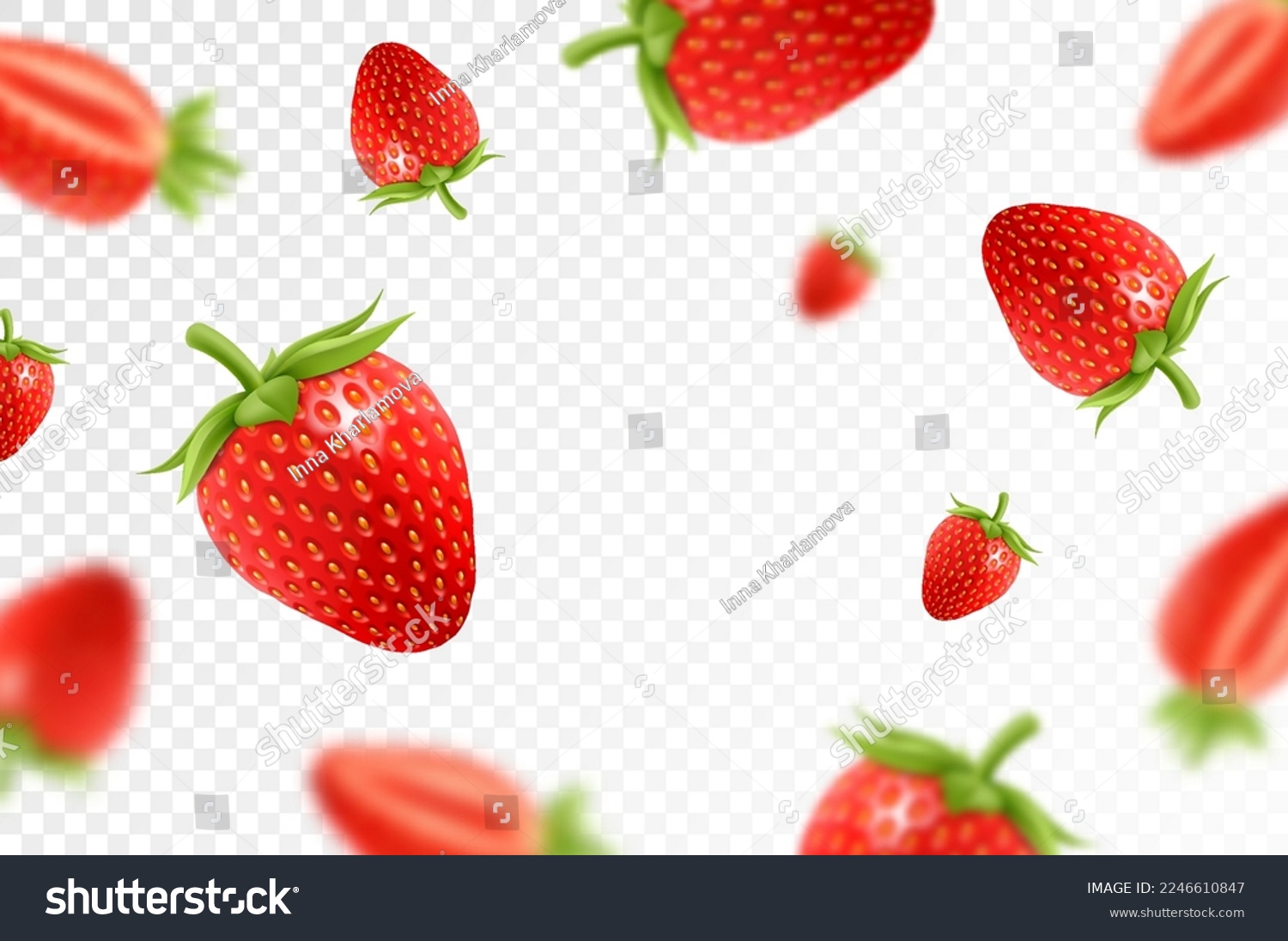 Strawberry background. Flying red strawberry on transparent background ...
