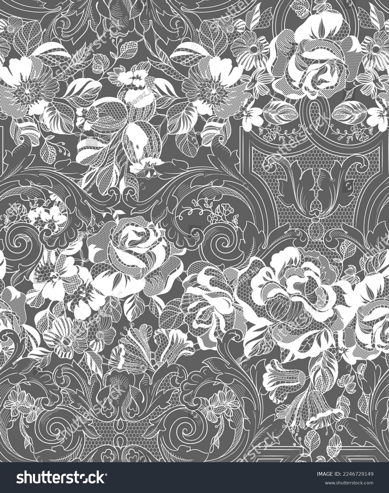 Seamless vintage floral lace pattern for your design. Baroque style ...