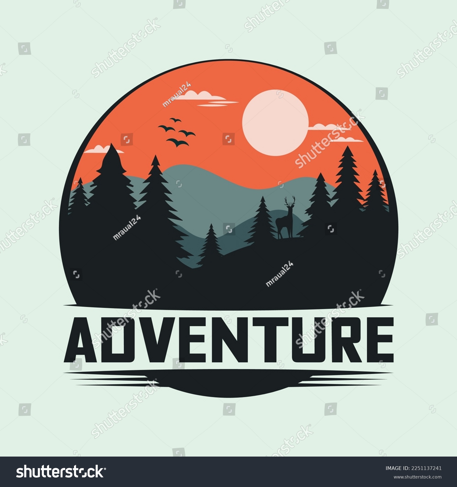 Adventure hunting and outdoor hiking logo for t-shirt design and vector ...