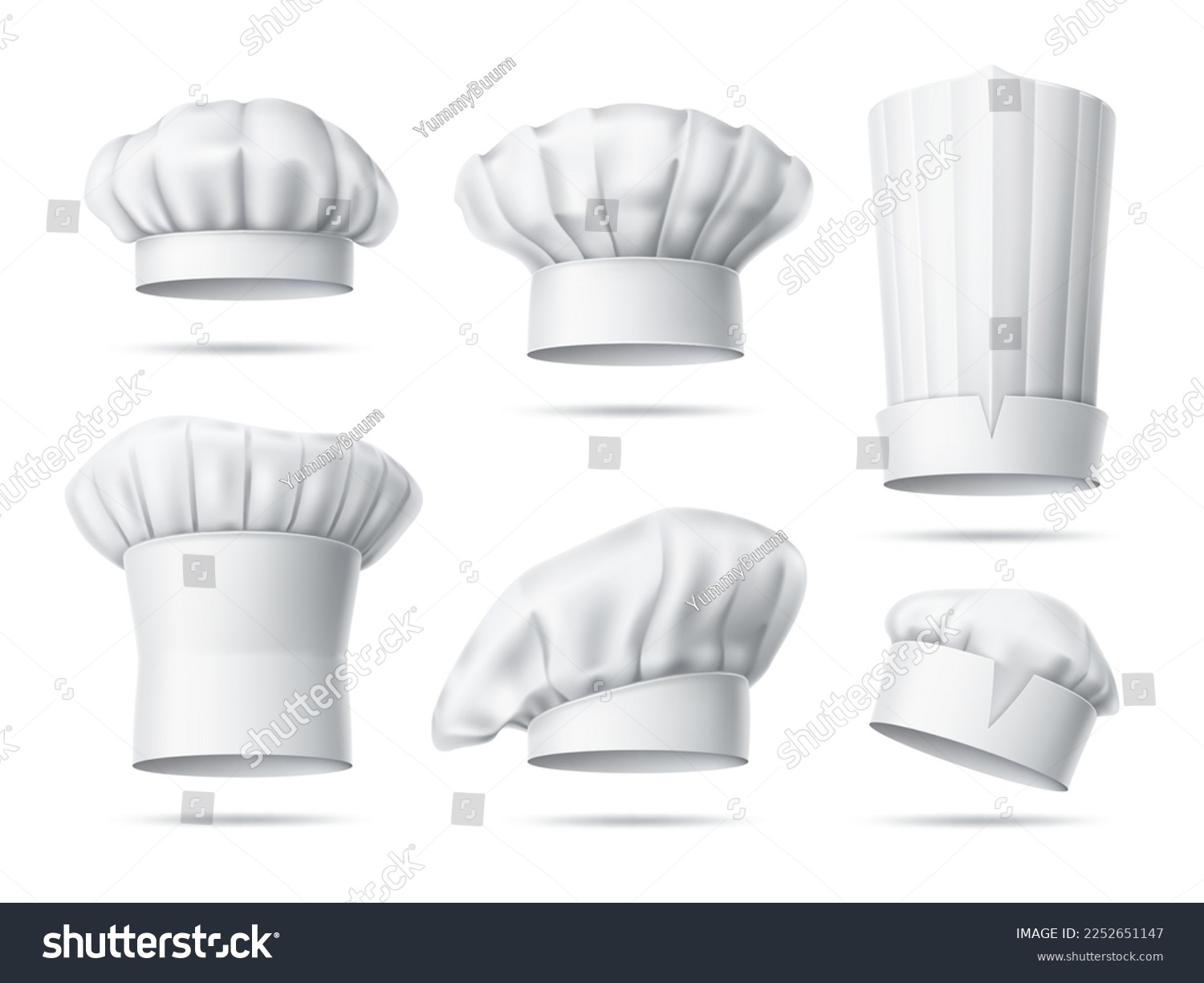 Realistic chefs hats. Professional cooks toques isolated headgears ...