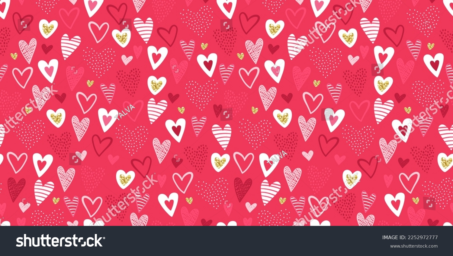 Cute hand drawn hearts seamless pattern lovely romantic background ...