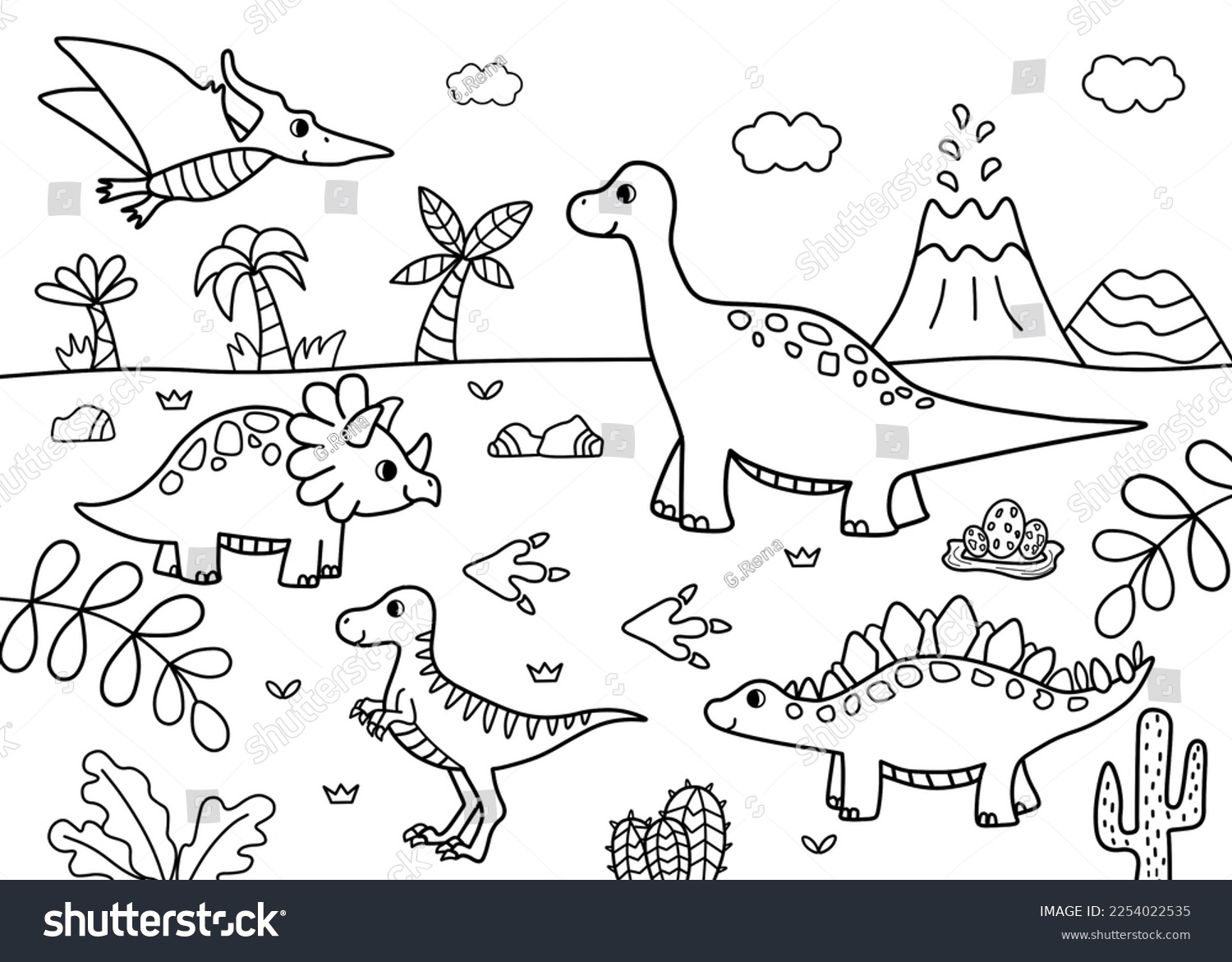 Dinosaur coloring pages for kids. Painting for kindergarten and ...