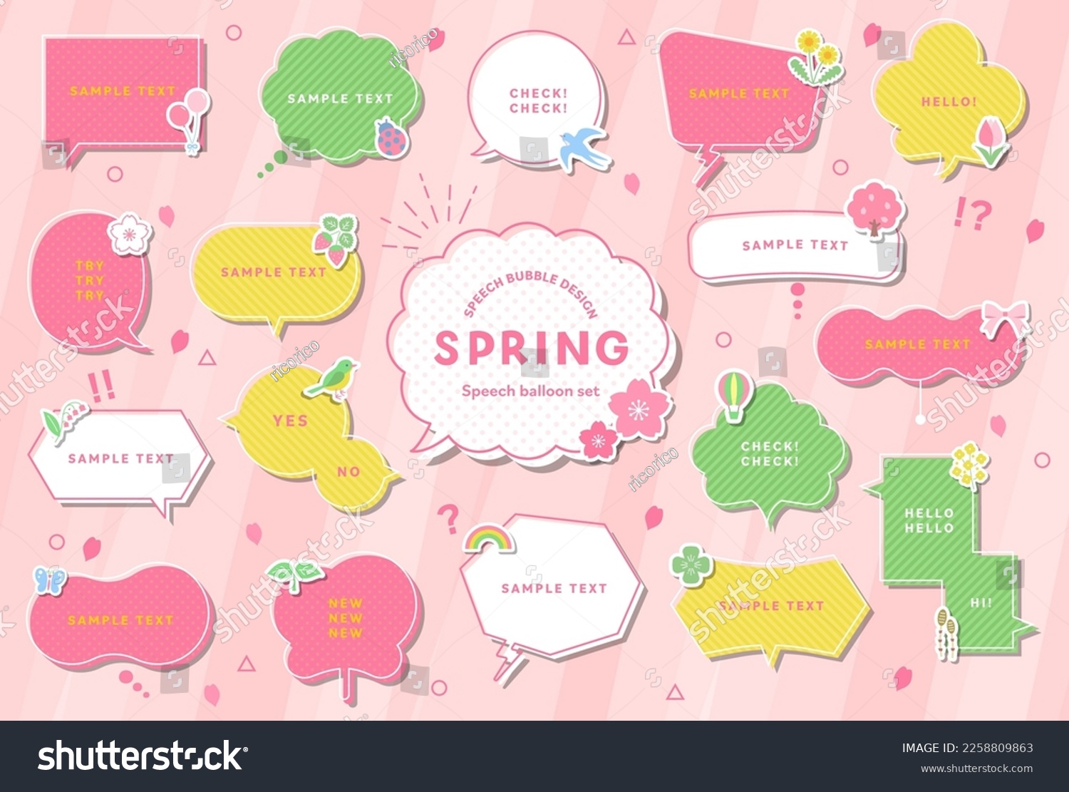 Speech bubble illustrations of spring colors. This collection includes ...