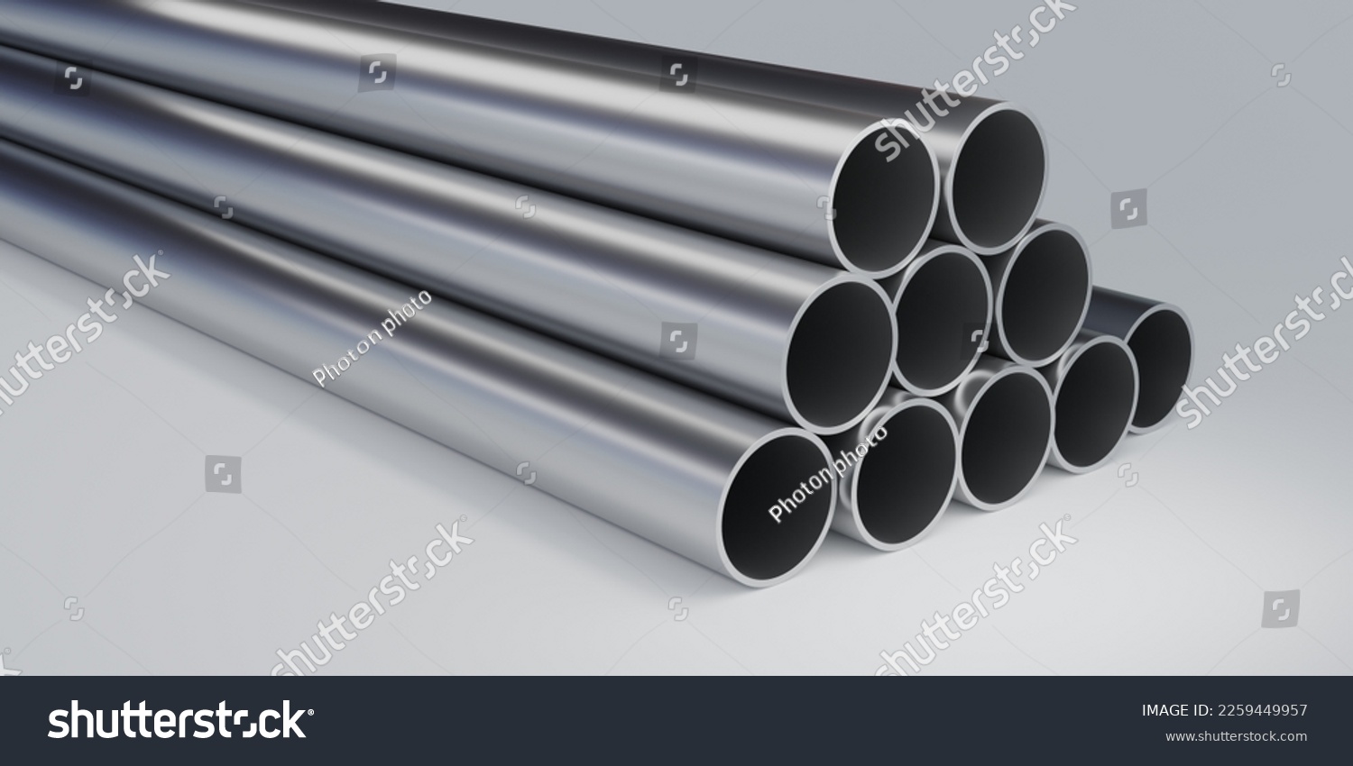 Steel pipes on white background. 3d Render. 3D Illustration_站酷海洛_正版图片 ...