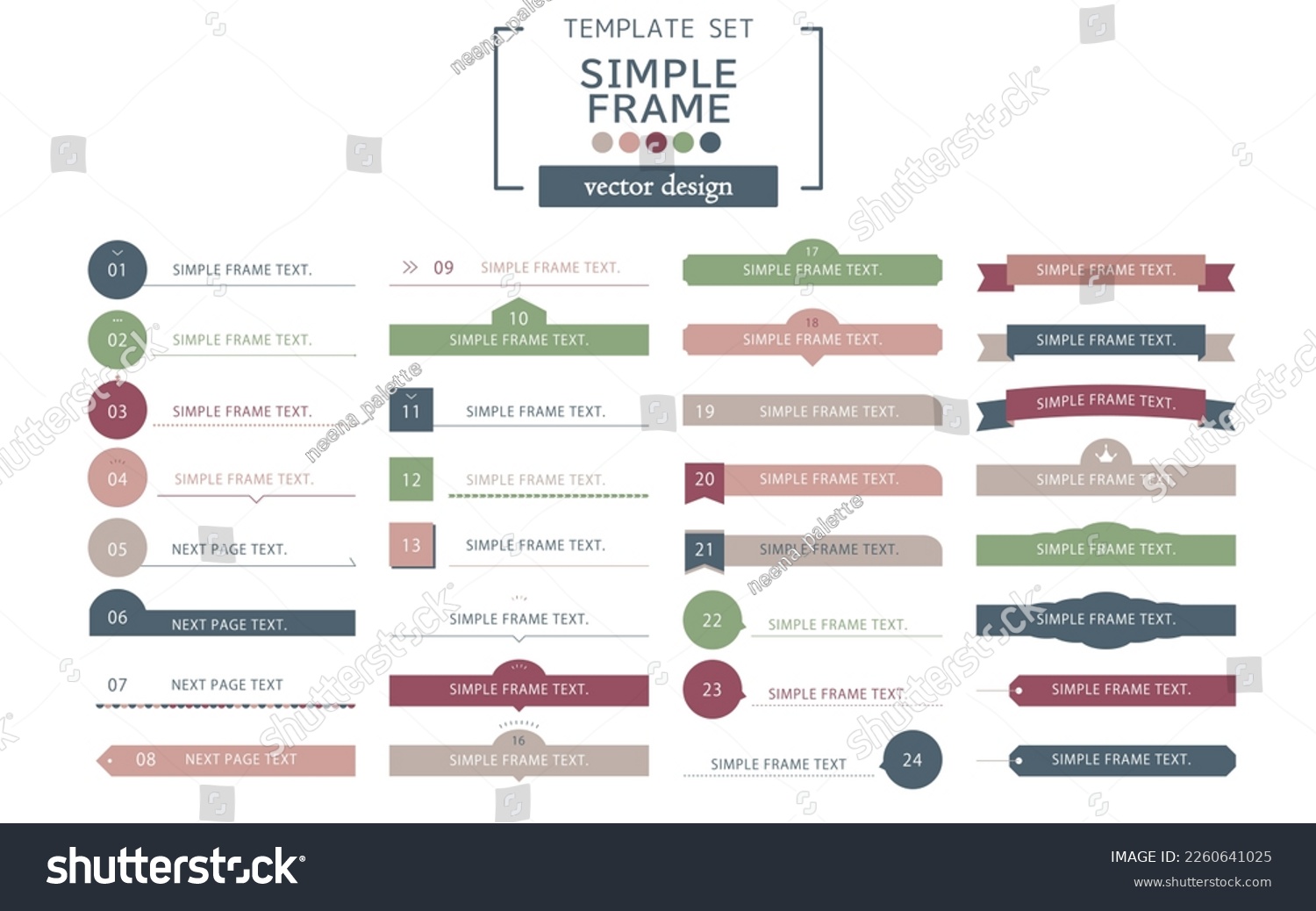 Headline title template set Copy space Horizontal color Vector material ...