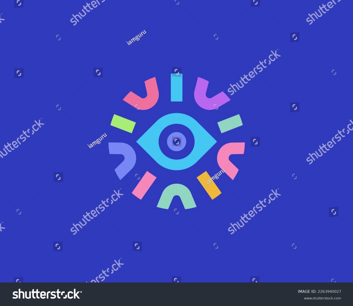 Eye logo design. Optics logotype in a frame from colored shapes ...