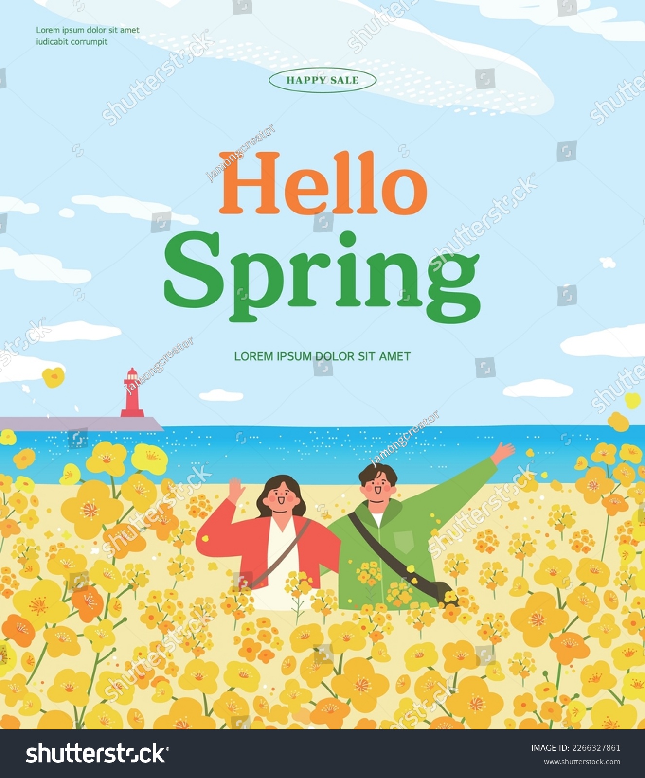 Spring template with beautiful flower. Vector illustration_站酷海洛_正版图片_视频 ...