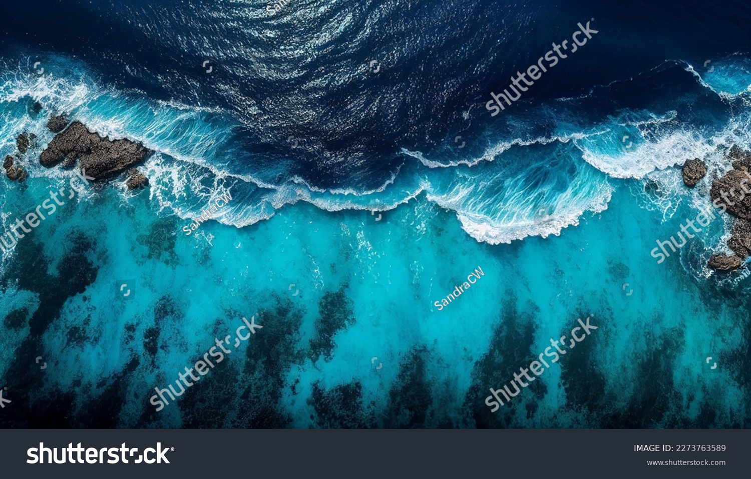 Creative Aerial panoramic View. Waves of water of the river and the sea ...