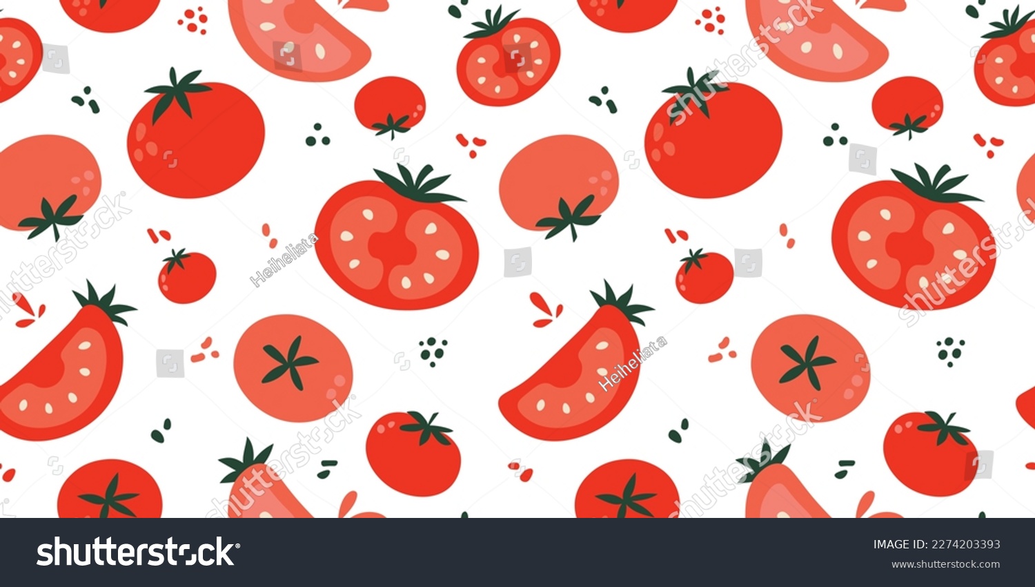 Tomato vector seamless pattern. Flat tomatoes on white background ...