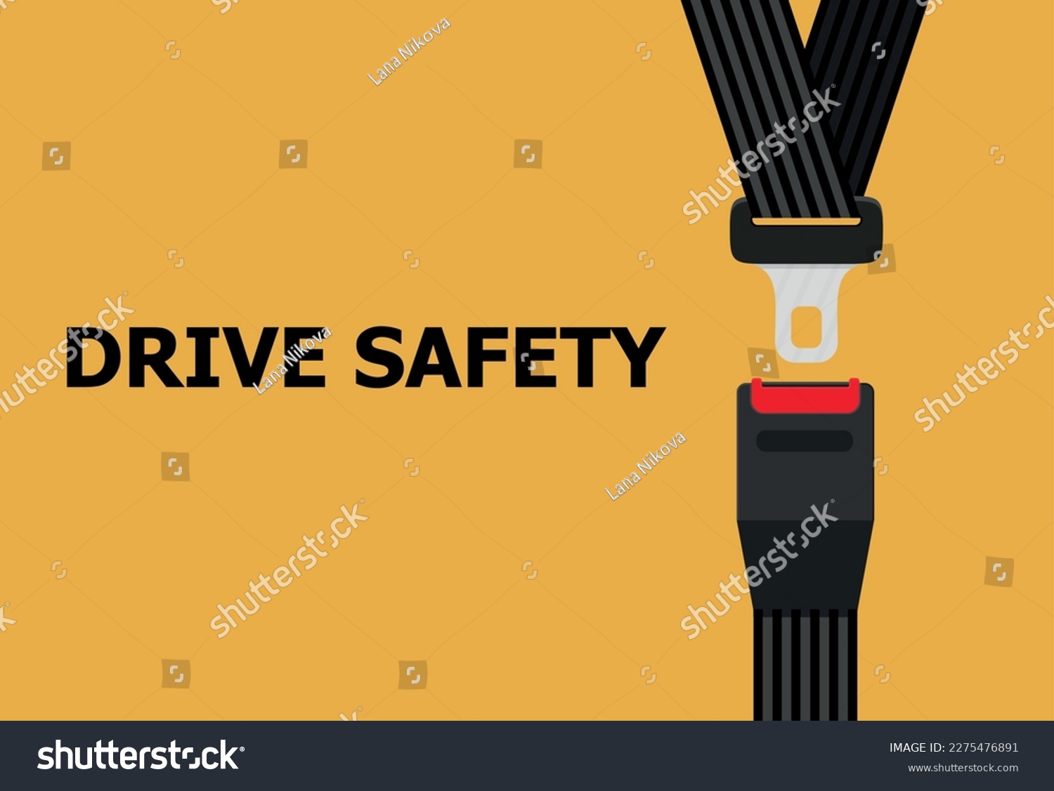 Traffic safety poster for drivers with realistic passenger seat belt ...
