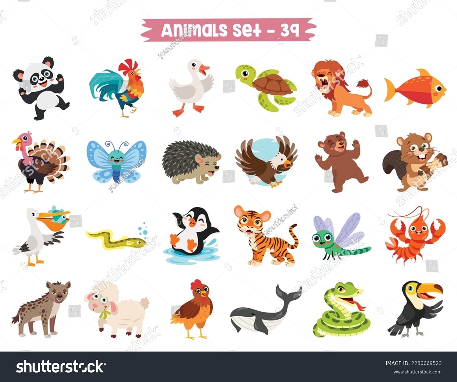 Set Of Cute Cartoon Animals_站酷海洛_正版图片_视频_字体_音乐素材交易平台_站酷旗下品牌