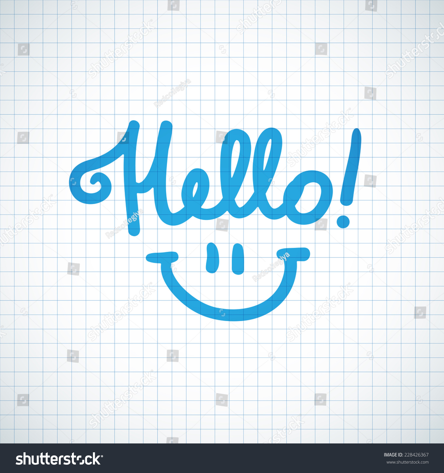 hello handwritten text and smile on squared paper page_站酷海洛_正版图片_视频_字体 ...