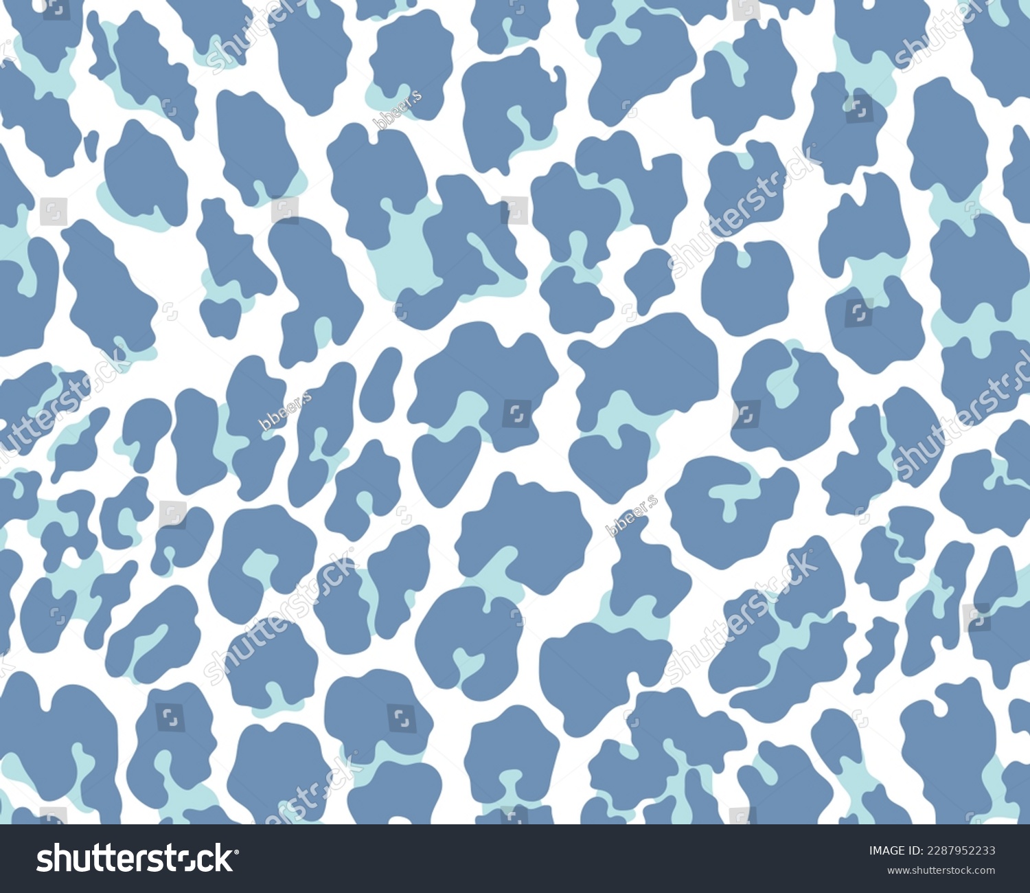 Vector blue leopard skin print pattern animal seamless for printing ...