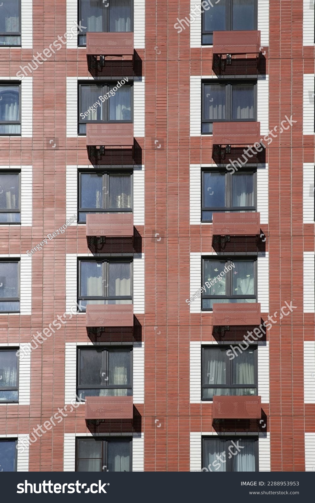 New building facade in housing complex "Izmailovsky forest. PIK" Moscow ...