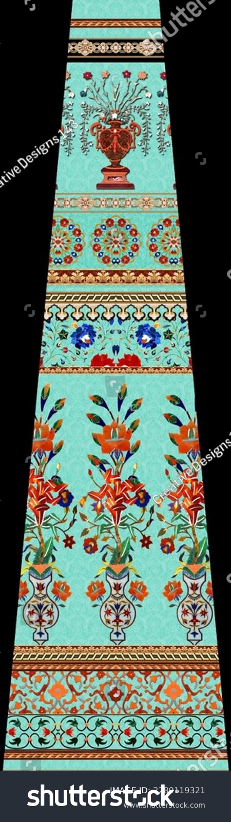 Mughal Flower Pattern WIth Borders And Abstract Multi BAckground And ...