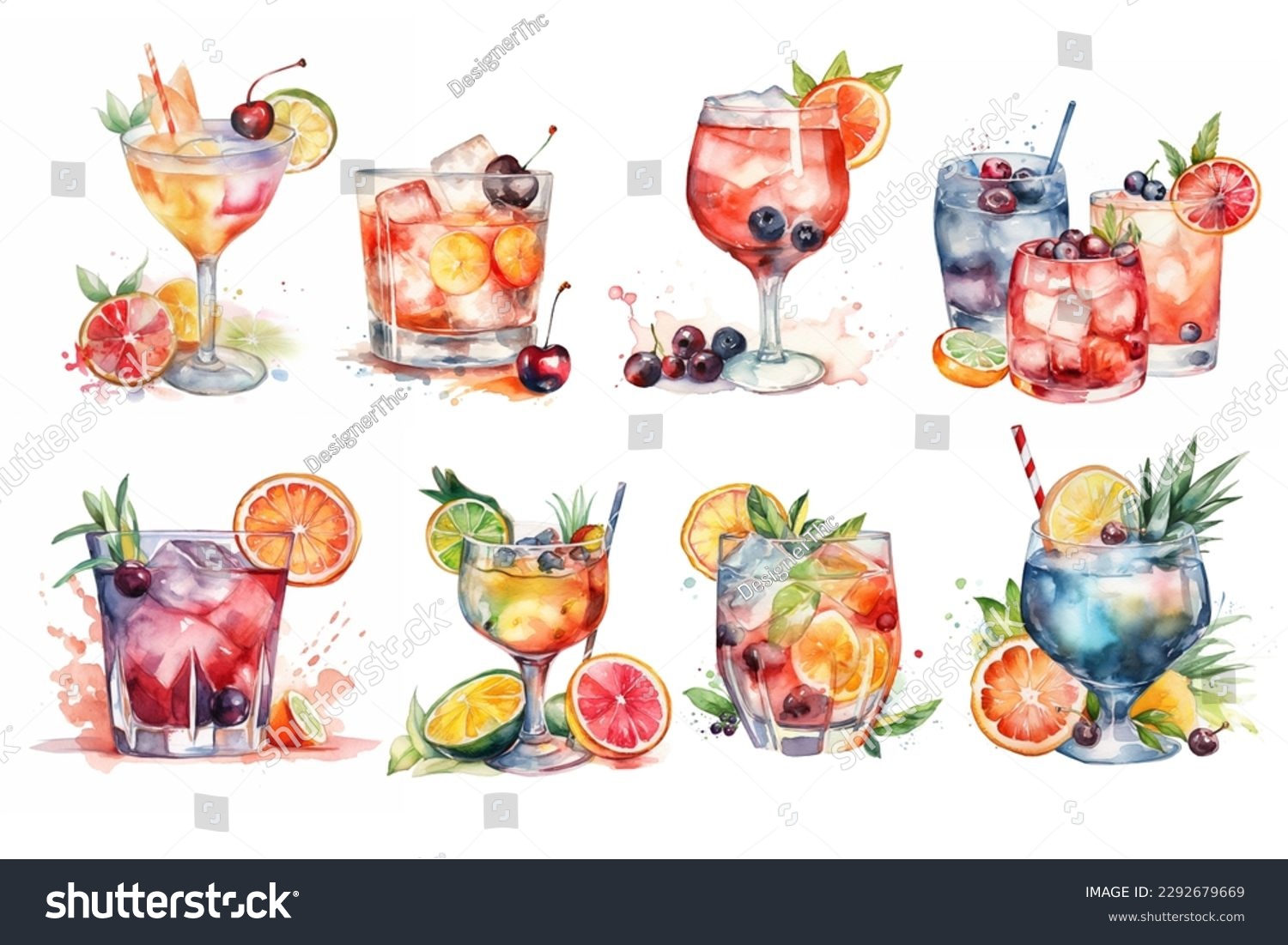 Watercolor Clip Art of Raspberry Cocktail on White Background_站酷海洛_正版图片 ...